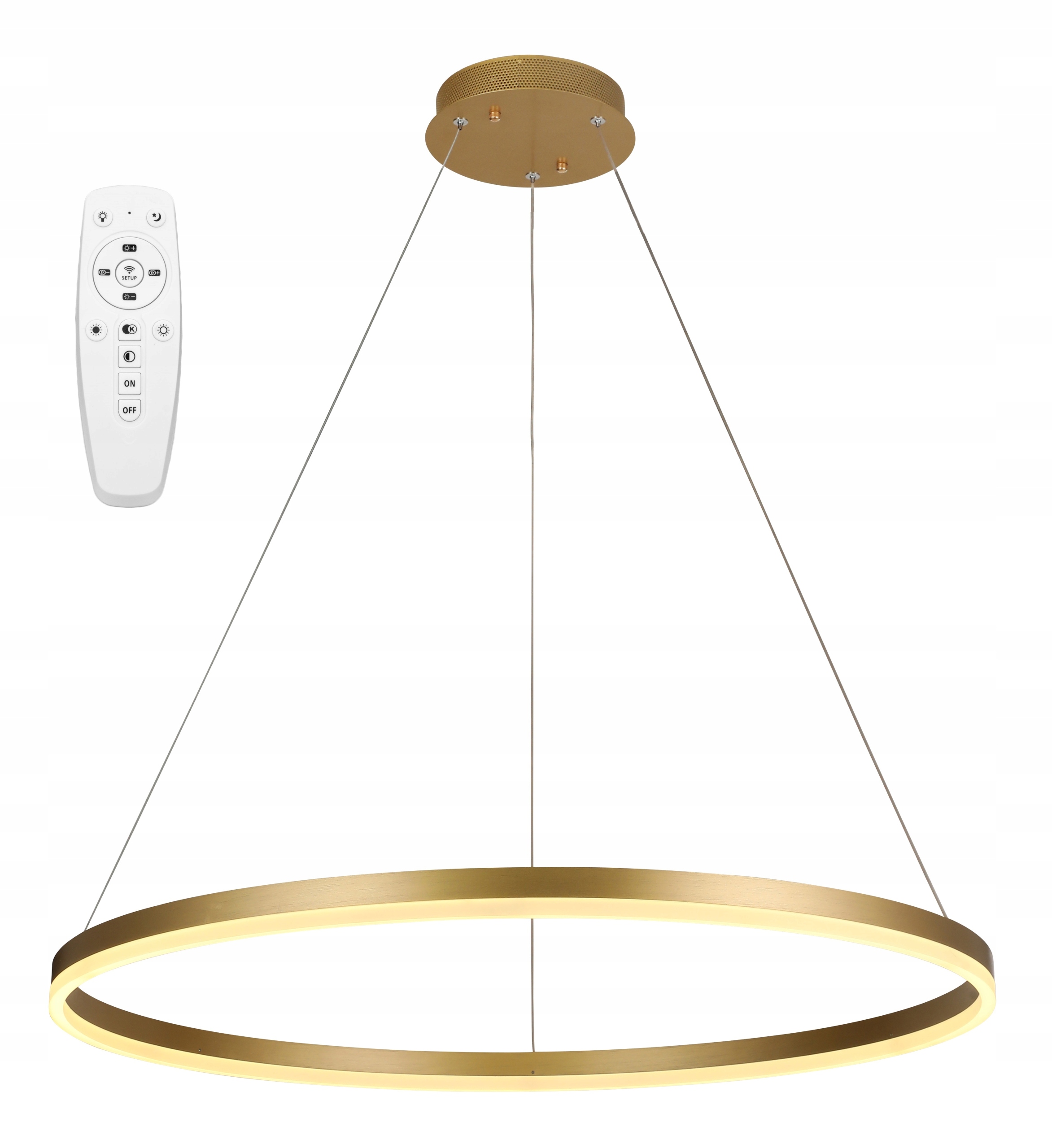 LAMPA LED RING ZŁOTA LAMPA WISZĄCA LED Oprawa sufitowa + Pilot ...