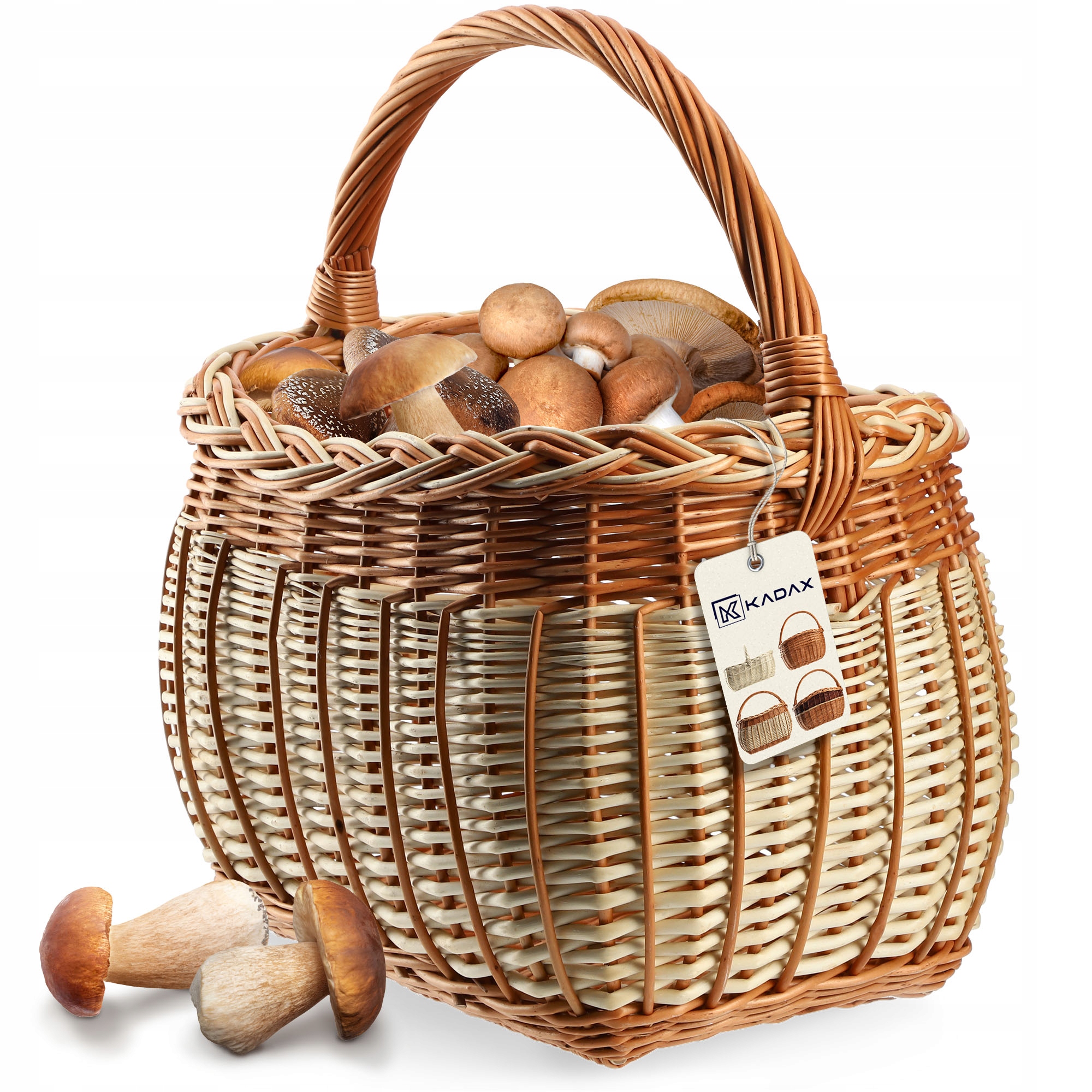 PROUTĚNÝ KOŠ KOŠÍK NA HOUBY NÁKUP PIKNIK OVOCE Z PROUTÍ VELKÝ EKO za ...