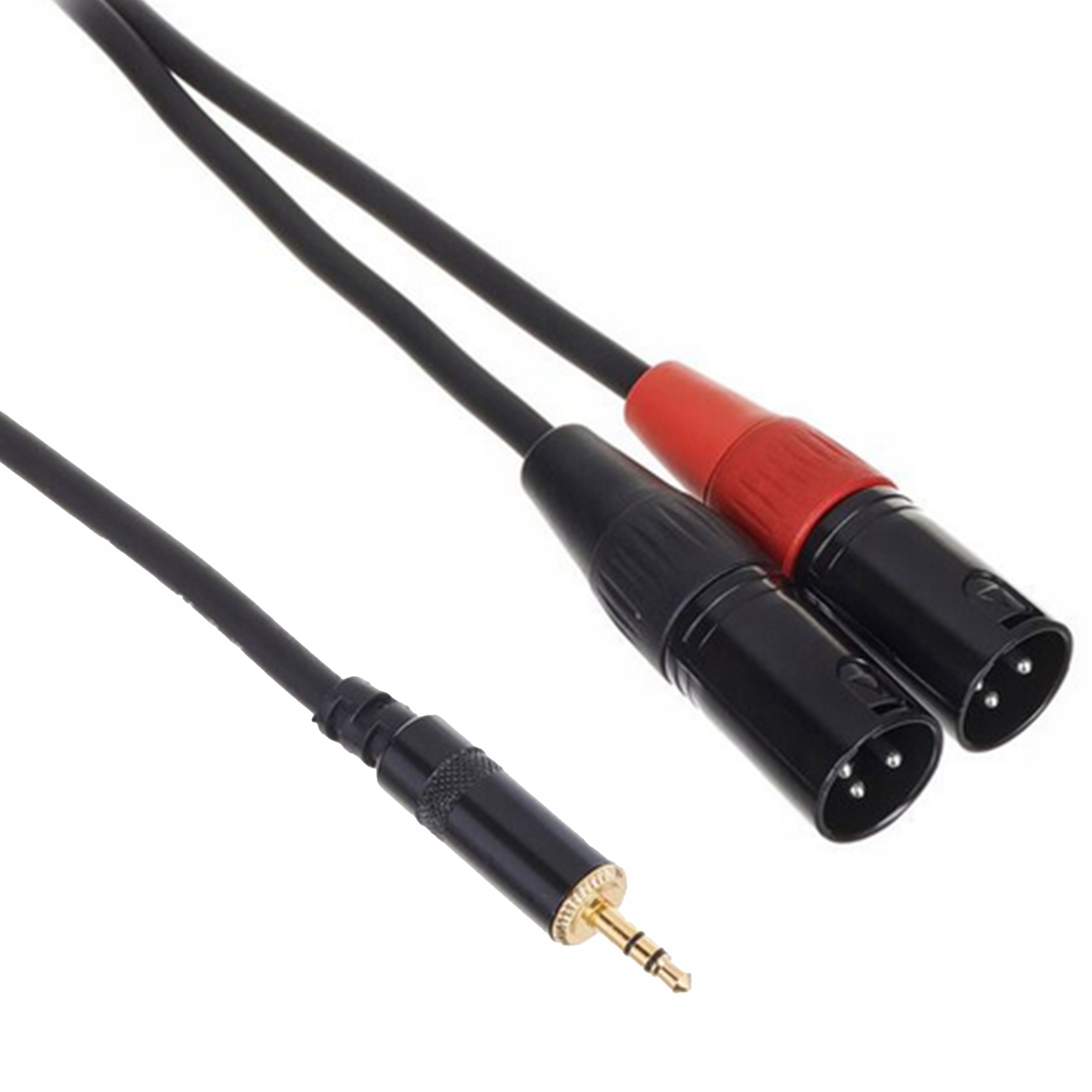 Kabel audio sygnałowy 2x XLR mini Jack 3,5 mm stereo 3m pozłacany pro ...