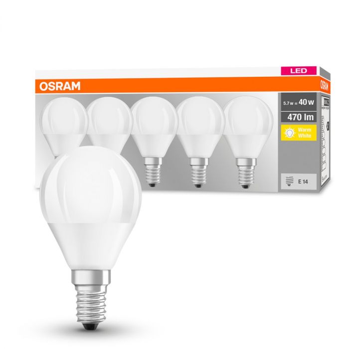 OSRAM Żarówka LED E14 KULKA 5W = 40W 2700K 5PAK (4058075152731) • Cena, Opinie • Źródła światła ...