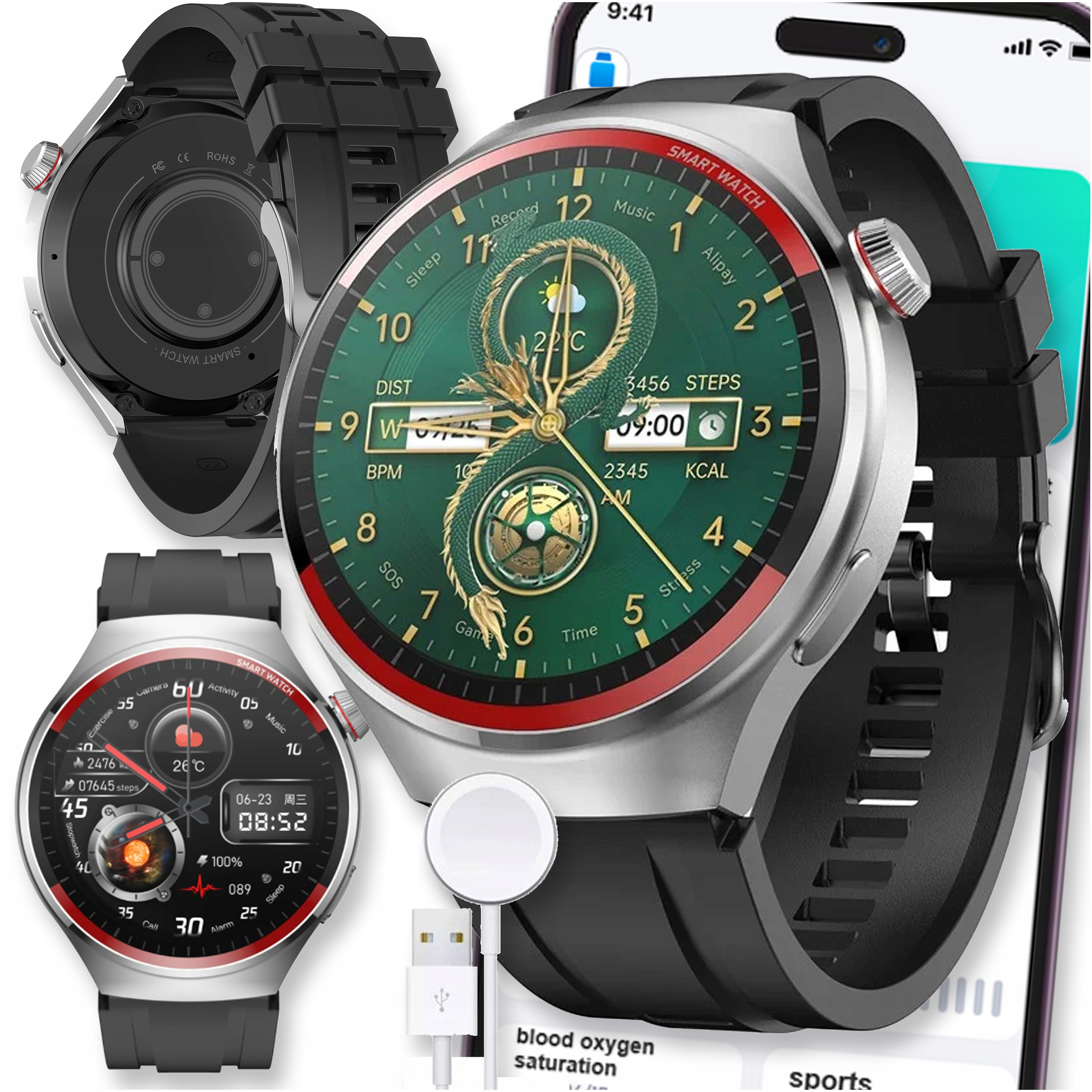 SMARTBAND BAND NÁRAMOK SMARTWATCH HODINKY AMOLED SP02 SMART SPORT SILVER PL - Allegro