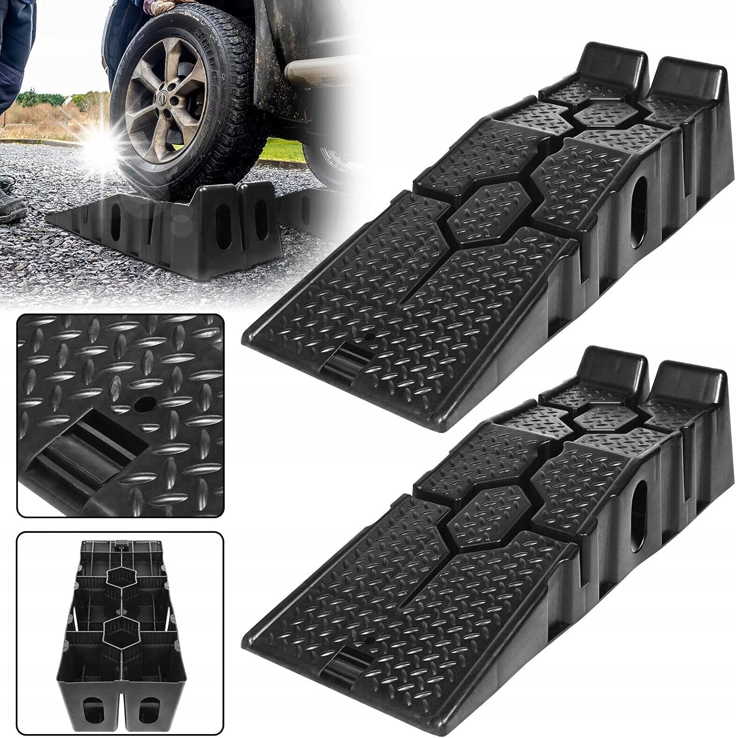 2x RAMPA NAJAZDY PODJAZDY SAMOCHODOWE NAJAZD SAMOCHODOWY RAMPA 3T ...