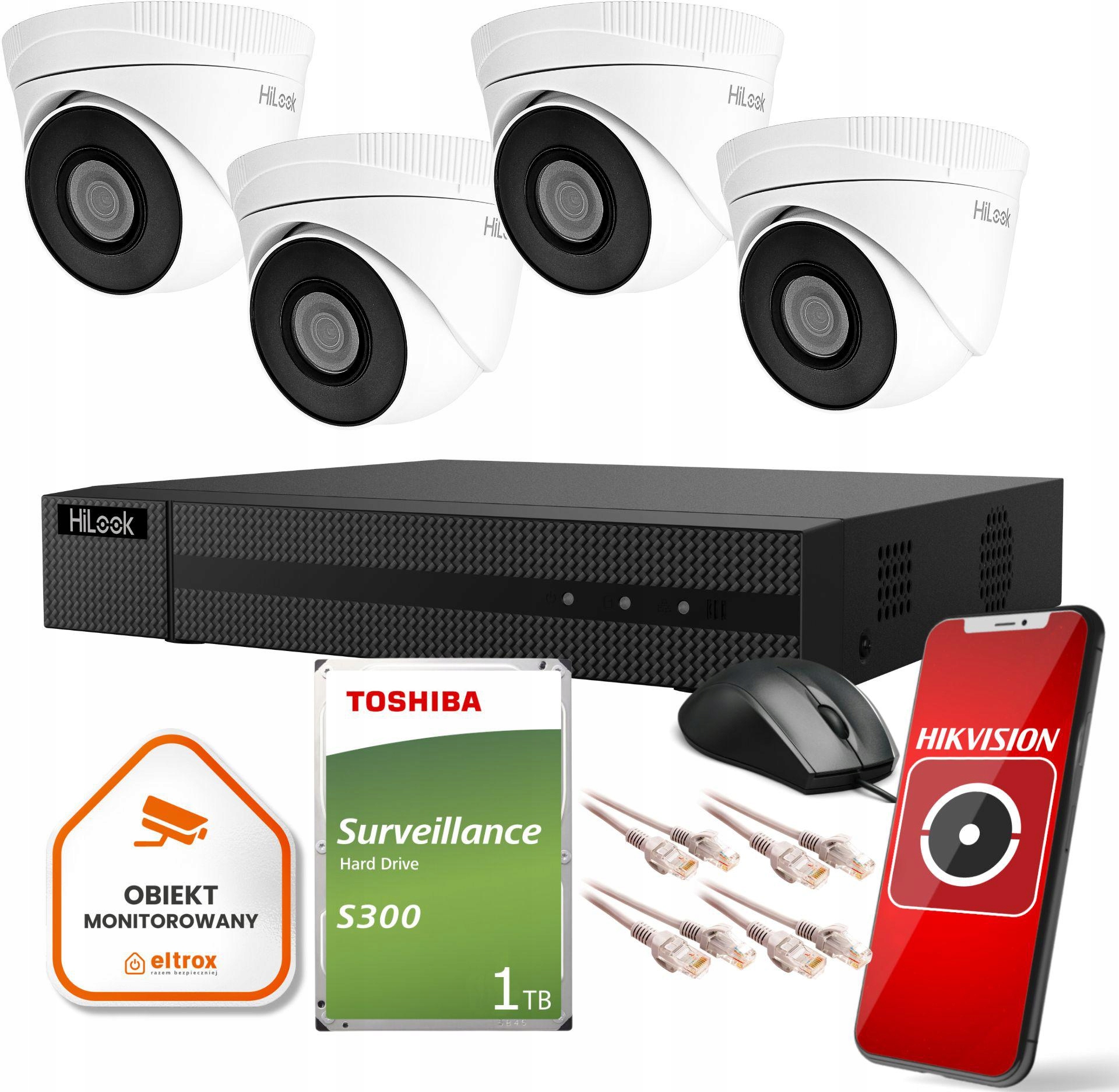 Monitorovací sada Hilook 4 IP kamer IPCAM-T5 1TB disk HIKVISION - Allegro