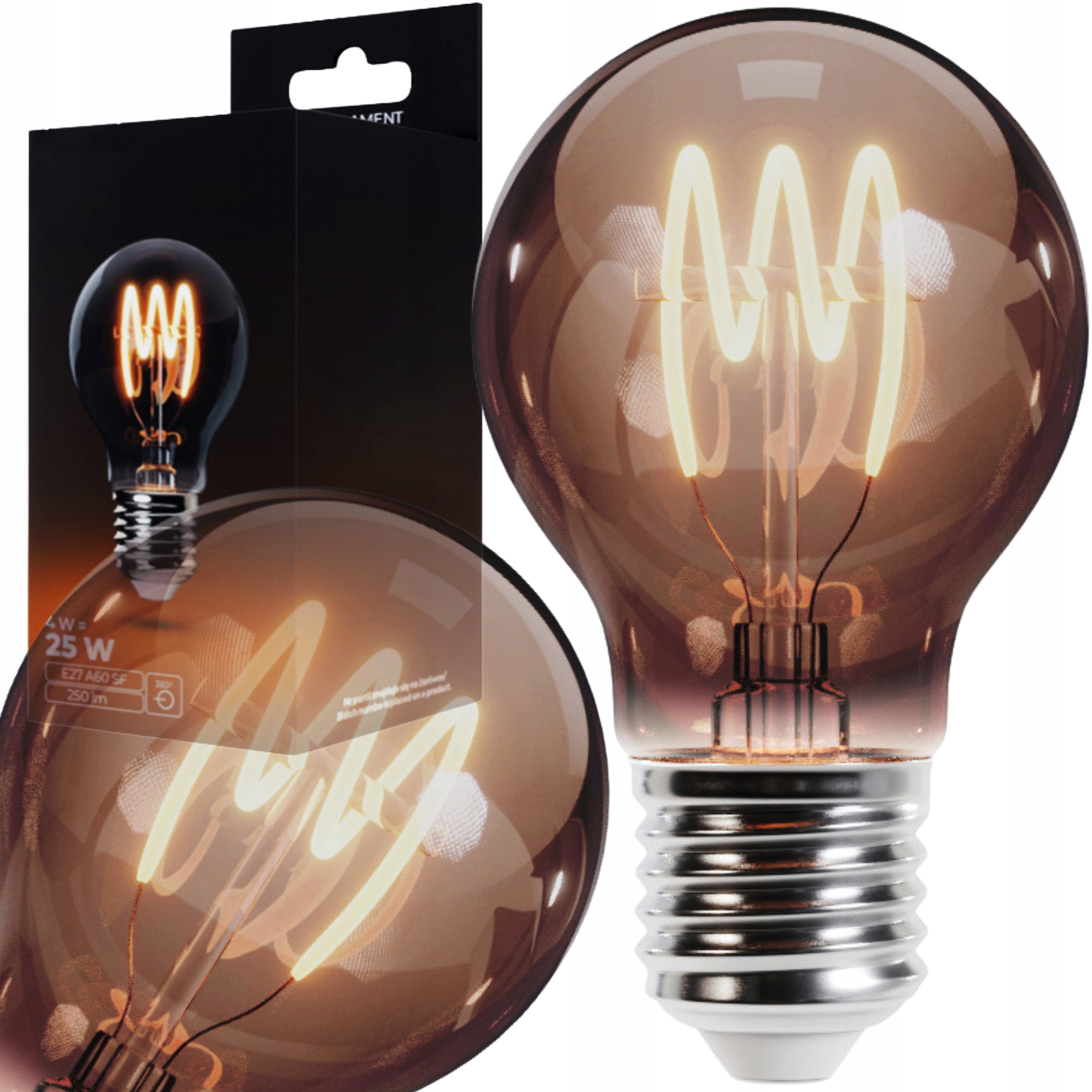 Żarówka LED E27 FILAMENT 4W 2000K Ciepła Dymiona Dekoracyjna Ozdobna ...