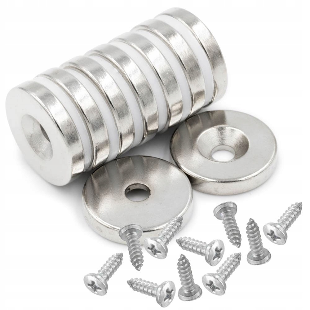 MAGNES NEODYMOWY Z OTWOREM pod wkręt 16x3mm okrągły, walcowy, HUNTER 10 ...