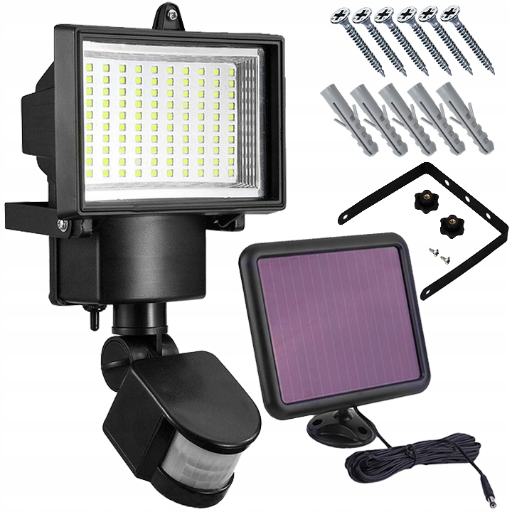 REFLEKTOR HALOGEN LAMPA SOLARNA LED 250W ZEWNĘTRZNA ULICZNA + CZUJNIK ...