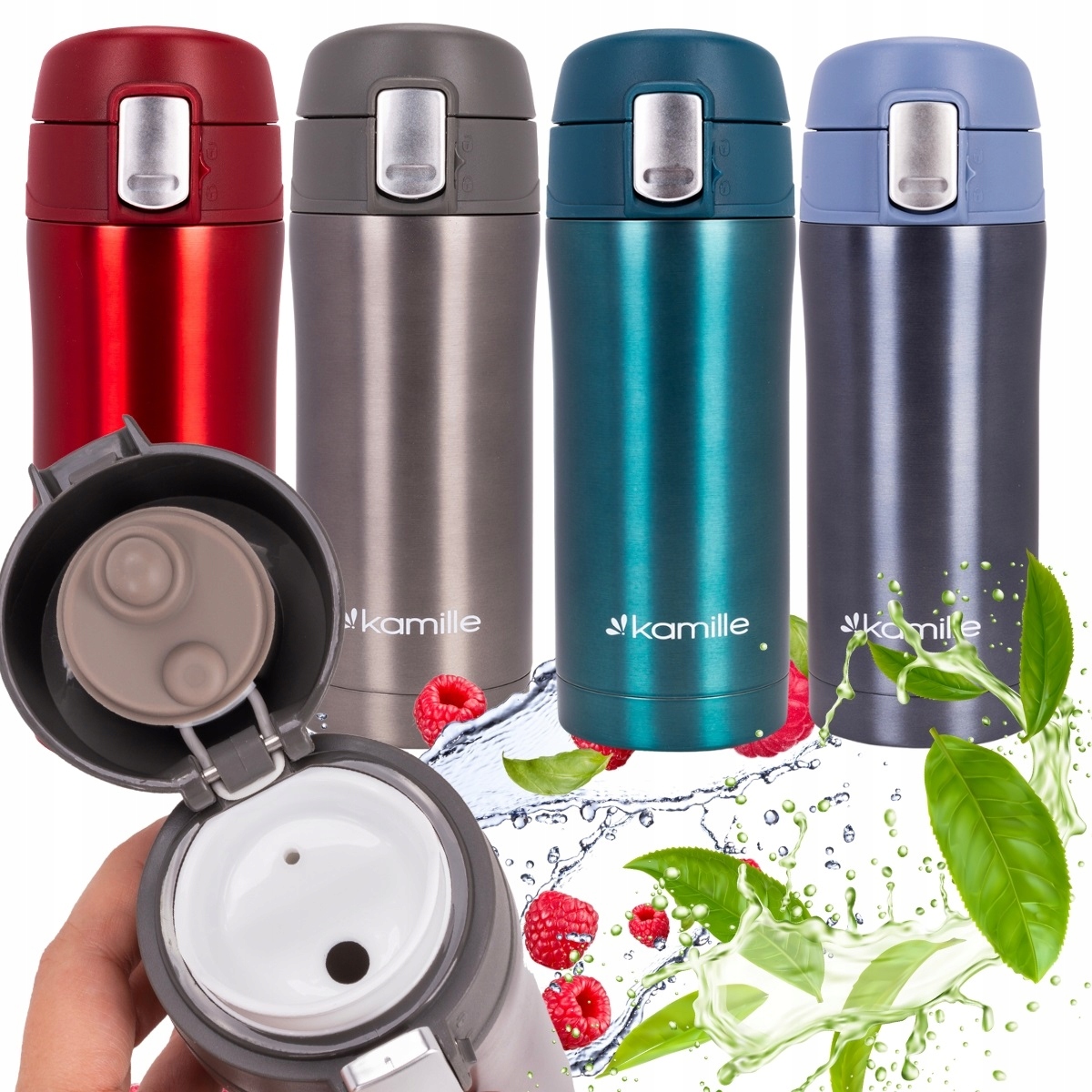 KUBEK TERMICZNY STALOWY TERMOS BIDON Z USTNIKIEM - 5903148923949 - 14203447578 - Allegro