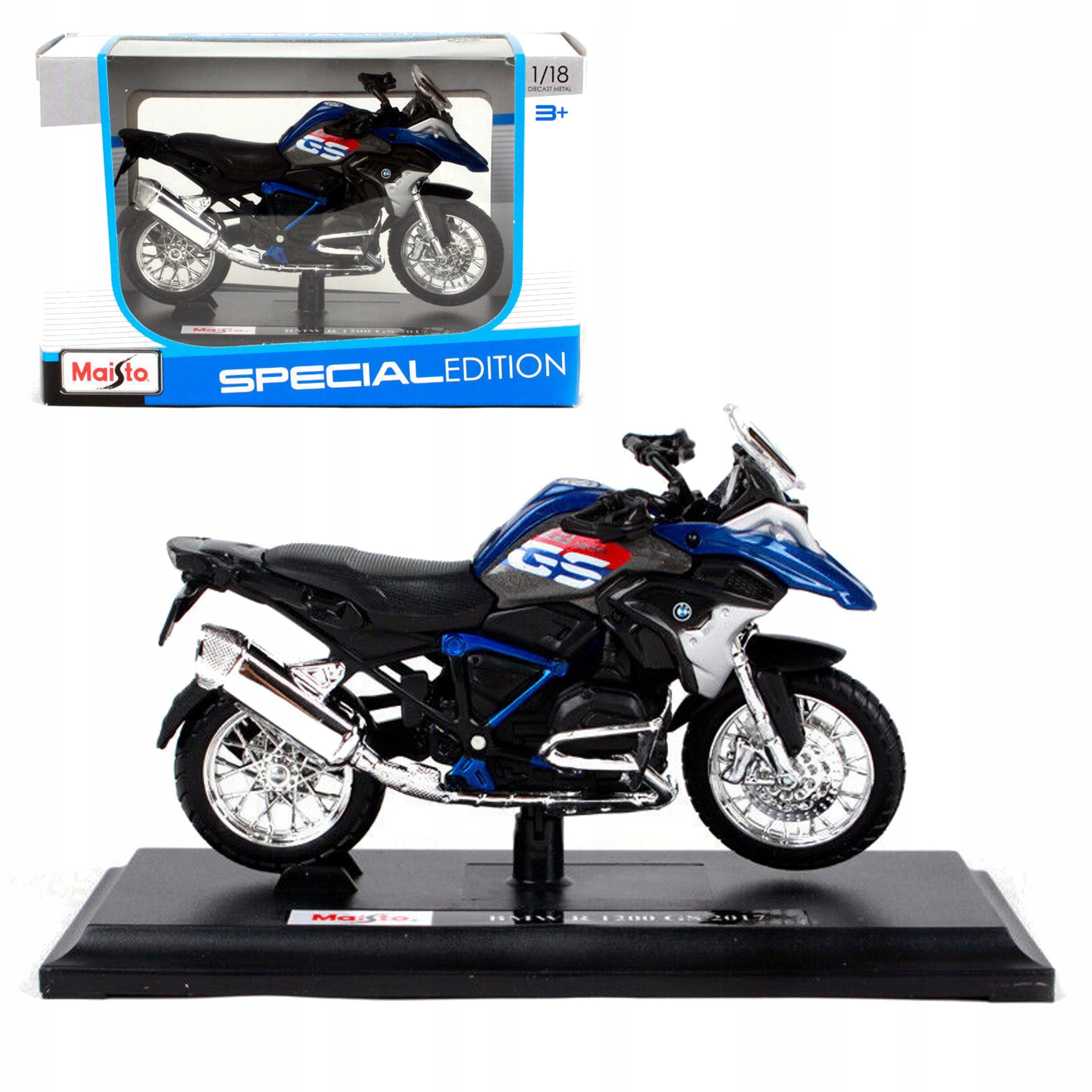 BMW R1200 GS 2017 model v měřítku 1:18 Maisto motorka - Allegro