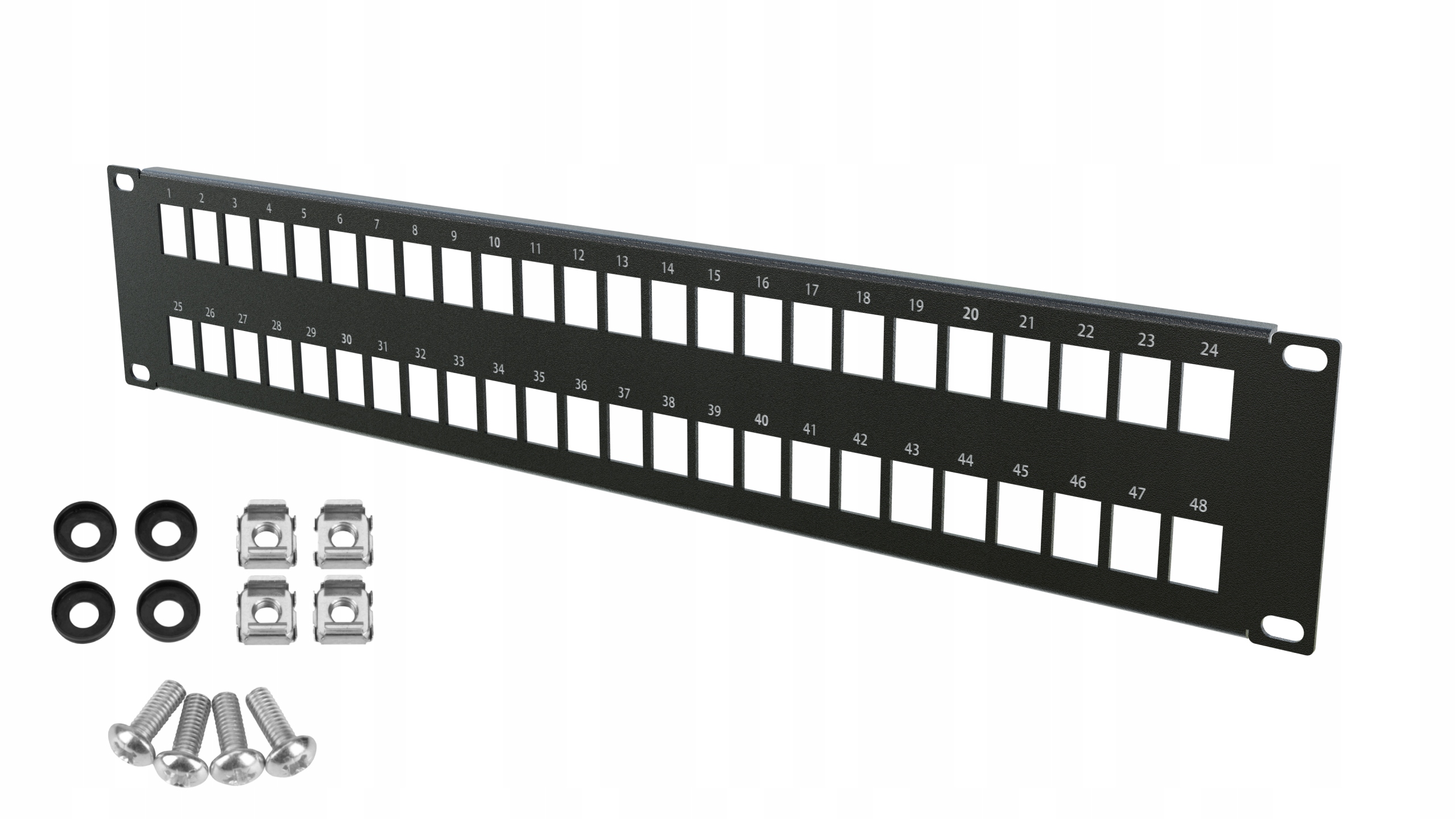 Patch Panel RACK 19" 2U 48 Sloty Černá Stalflex pro síťové skříně RACK ...