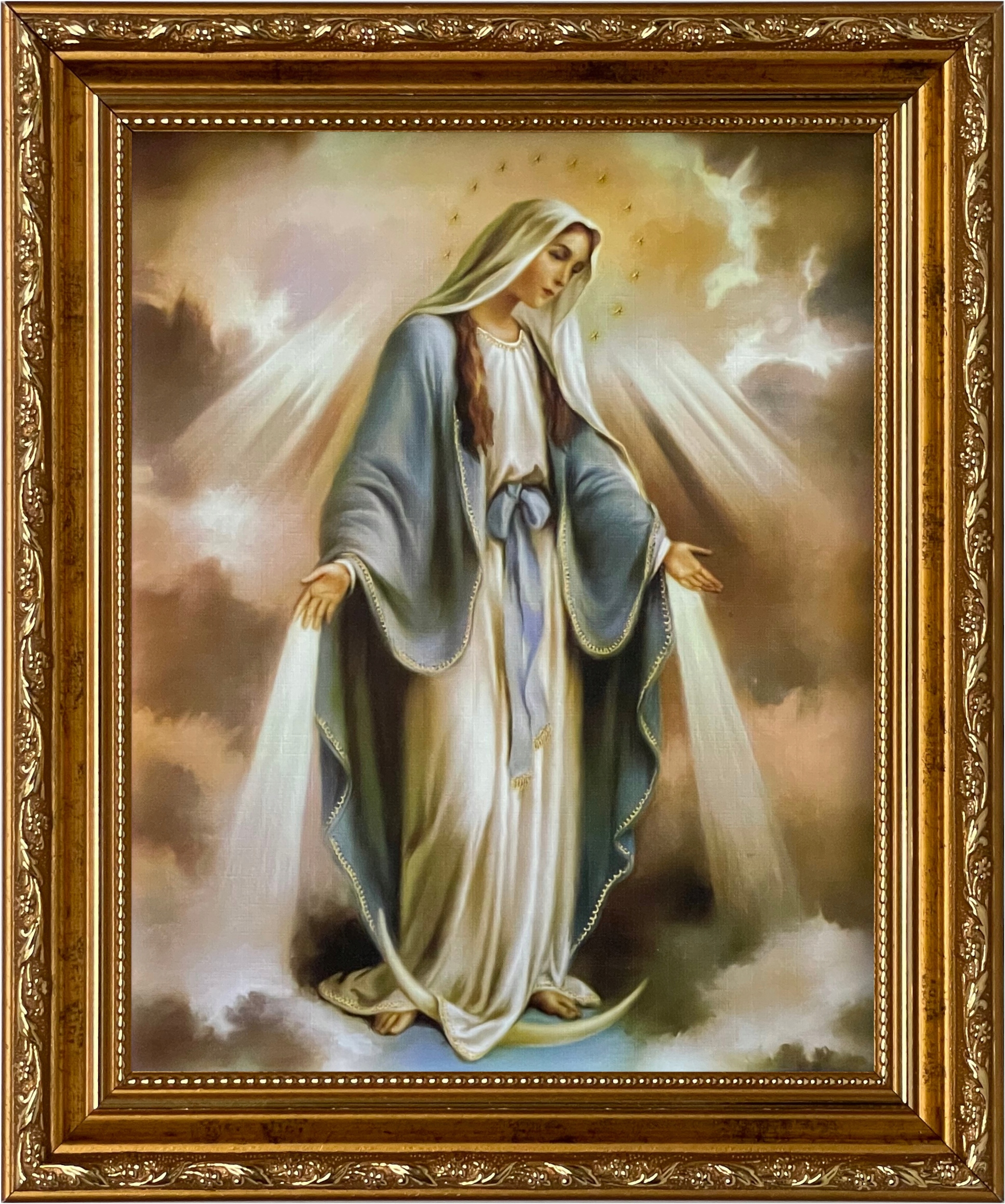 OBRAZ 31x26 MARYJA NIEPOKALANA MATKA BOŻA ZŁOTA ZDOBIONA RAMA • Cena ...