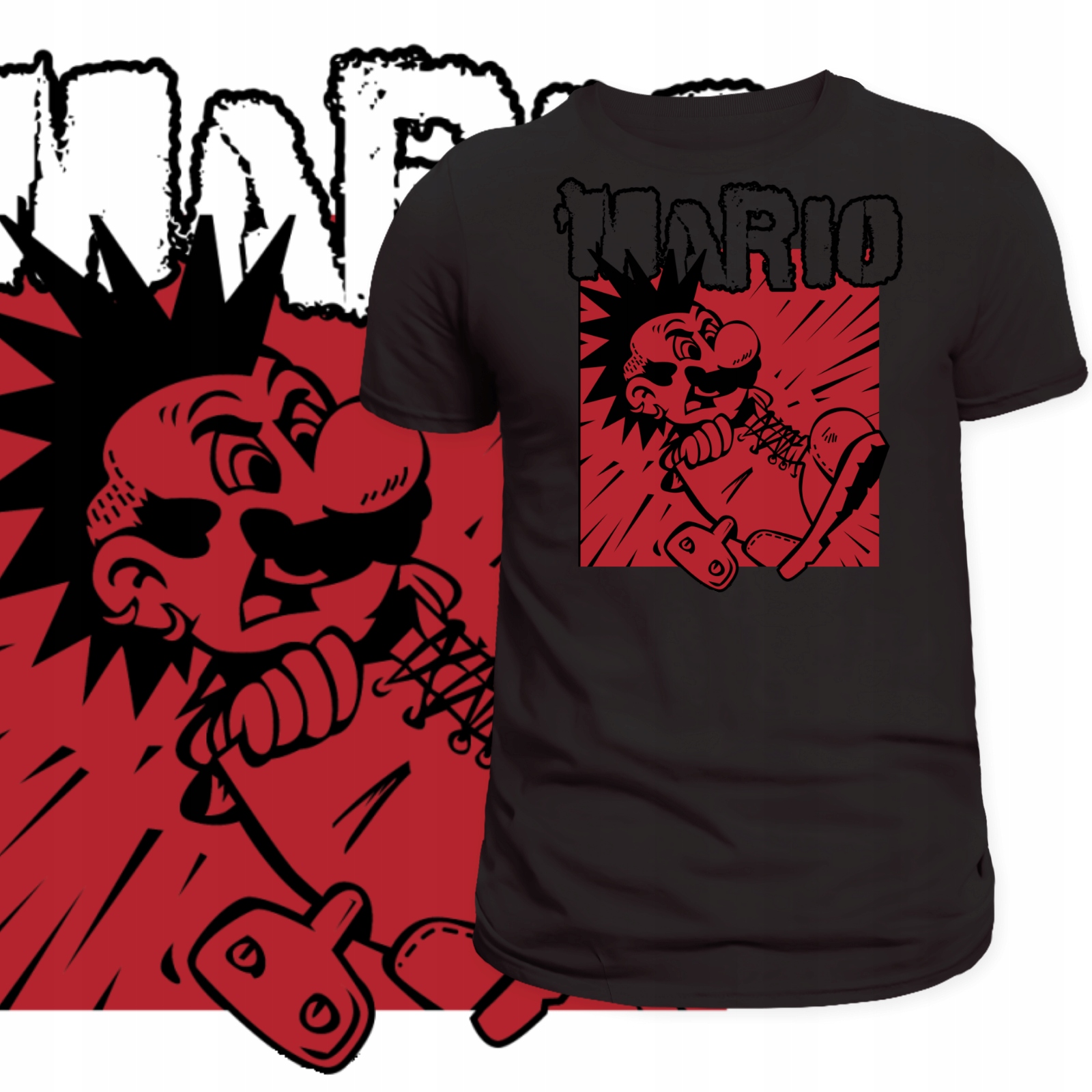 T-Shirt Męski Koszulka Nadruk Super Mario Bros Punk Nintendo Prezent ...