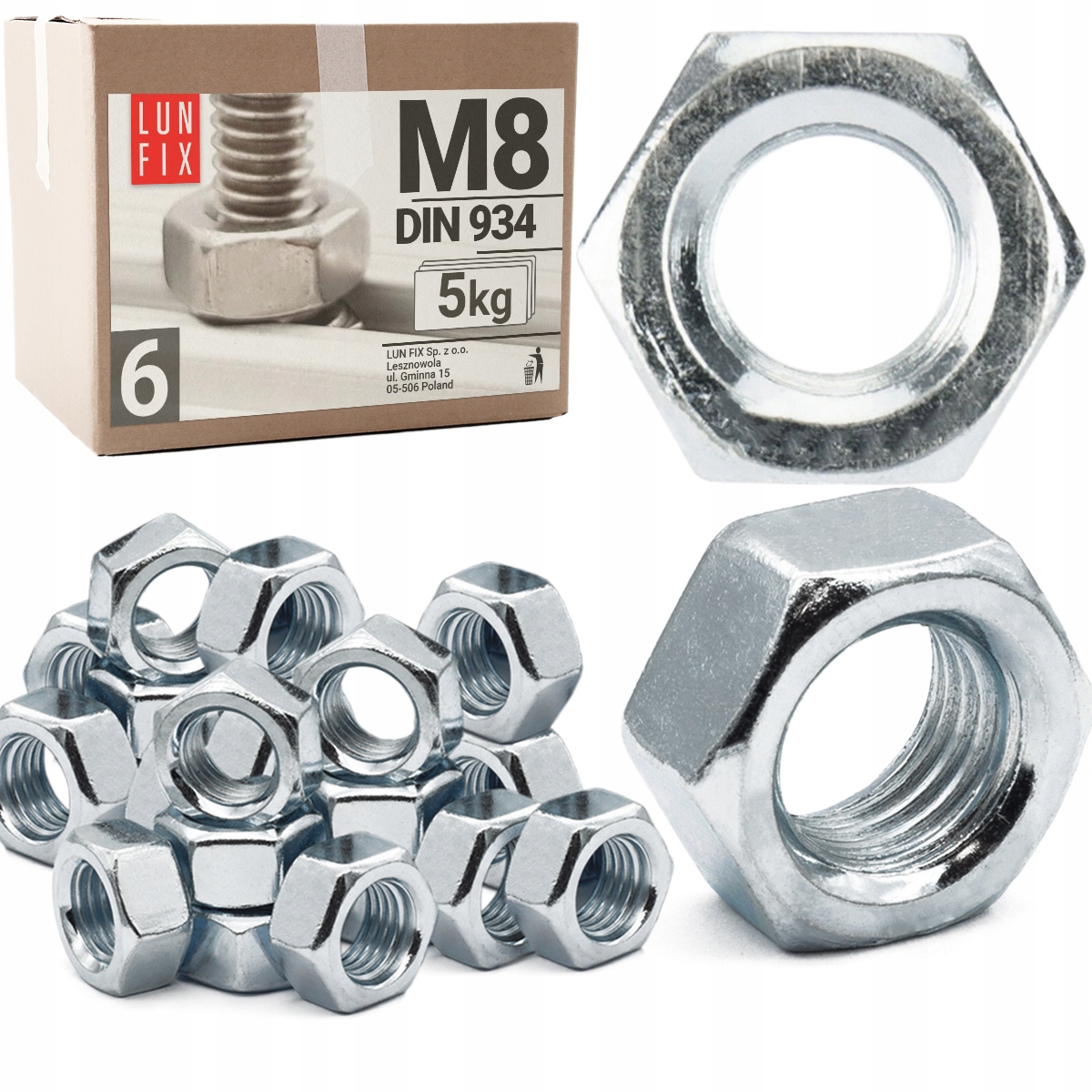 Matica M8 kl.6 pozink DIN 934 balenie 5kg. *** - Allegro