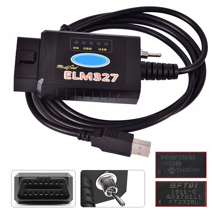 KABEL INTERFEJS DIAGNOSTYCZNY ELM327 FORSCAN FORD MAZDA ...
