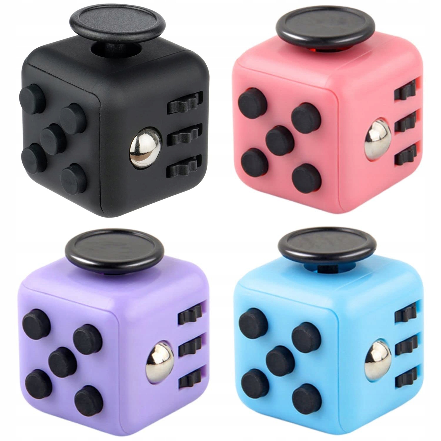 4X HAND CUBE ANTISTRESOVÁ KOSTKA FIDGET CUBE TOYS tlačítka otočné v ruce - Allegro