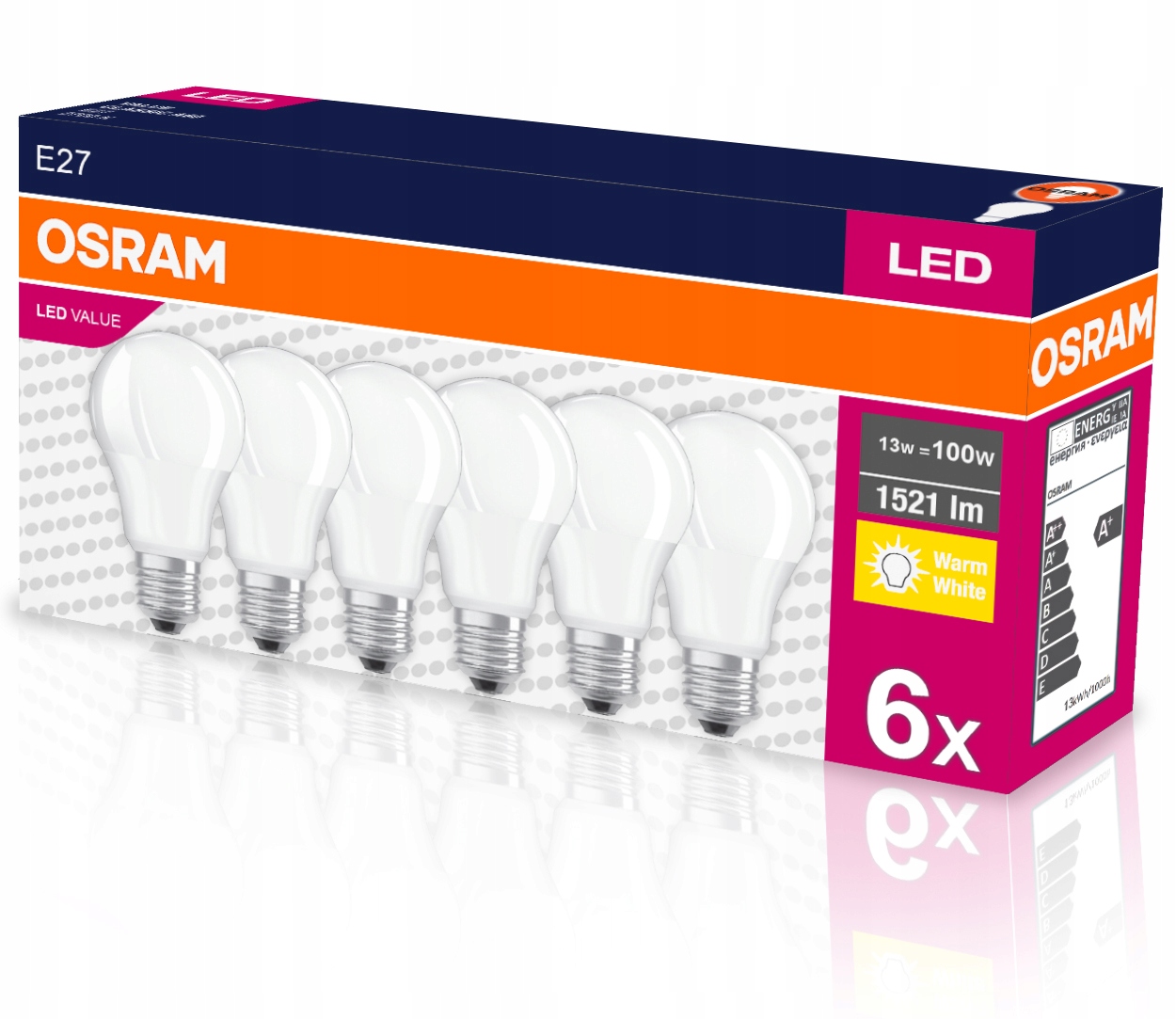6x Żarówka LED A60 E27 13W 100W 1521lm OSRAM 2700K (4052899971097 ... 6x Żarówka LED A60 E27 13W 100W 1521lm OSRAM 2700K (4052899971097 ...