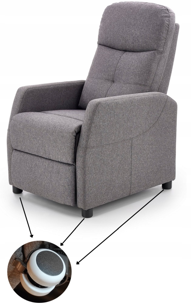 Fotel rozkładany Halmar Felipe 64x84x103 cm ciemnopopielaty ...