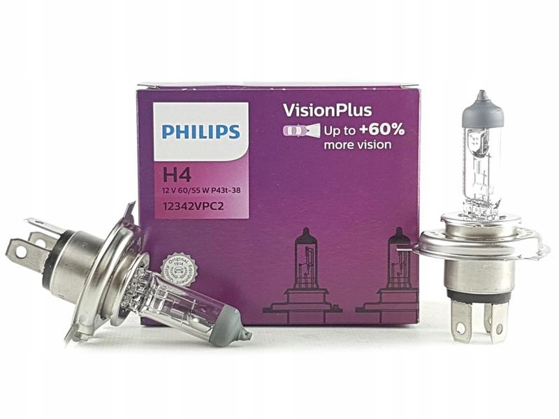PHILIPS VISION PLUS +60% H4 12V 60/55W P43T BOX 12342VPC2 za 16,48 zł z Krakow - Allegro.pl ...