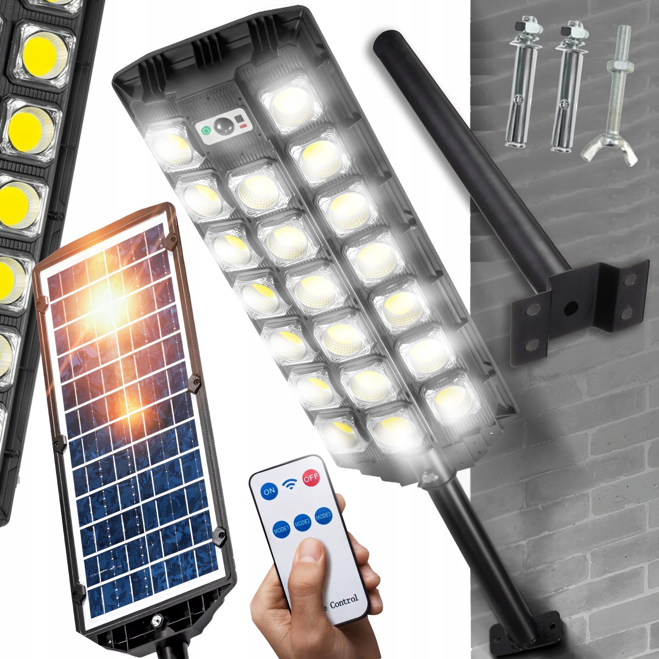 MOCNA LAMPA SOLARNA LED Z CZUJNIKIEM RUCHU ZEWNĘTRZNA ULICZNA + UCHWYT (5905951153995) • Cena ...