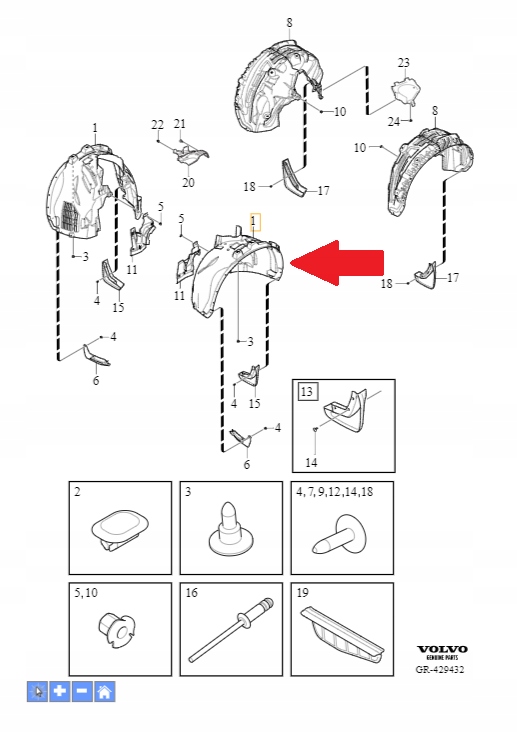 Lewe przednie nadkole Volvo XC90 (16-) OE 31457218 31457218 za 498,15 ...