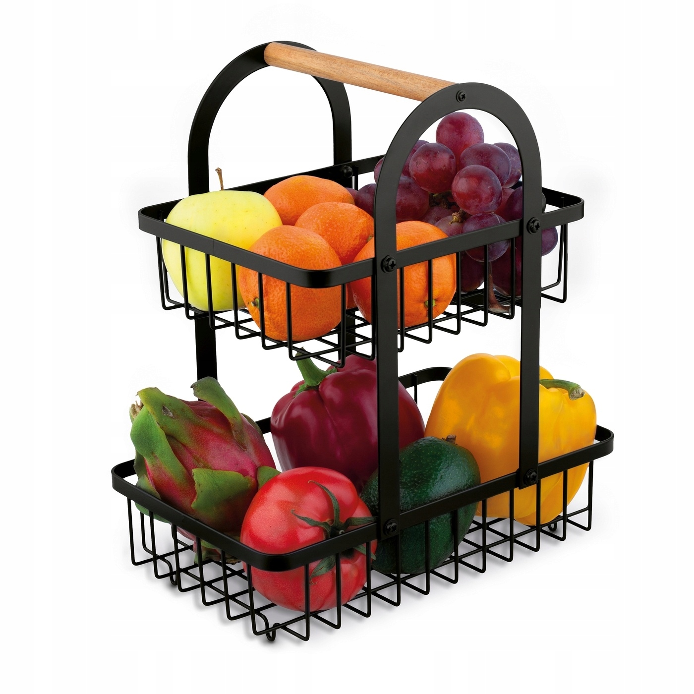 KOSZ na OWOCE piętrowy ORGANIZER koszyk Tadar Rainbow 27x18,5x31 czarny ...