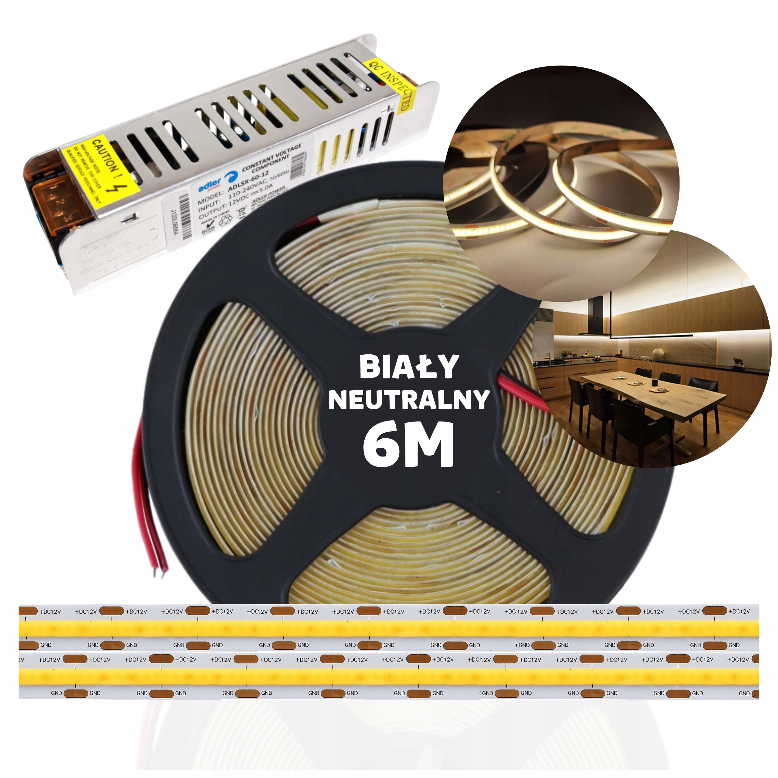 Taśma pasek LED ciągły neon COB biały neutralny 6M (5903007186539 ...