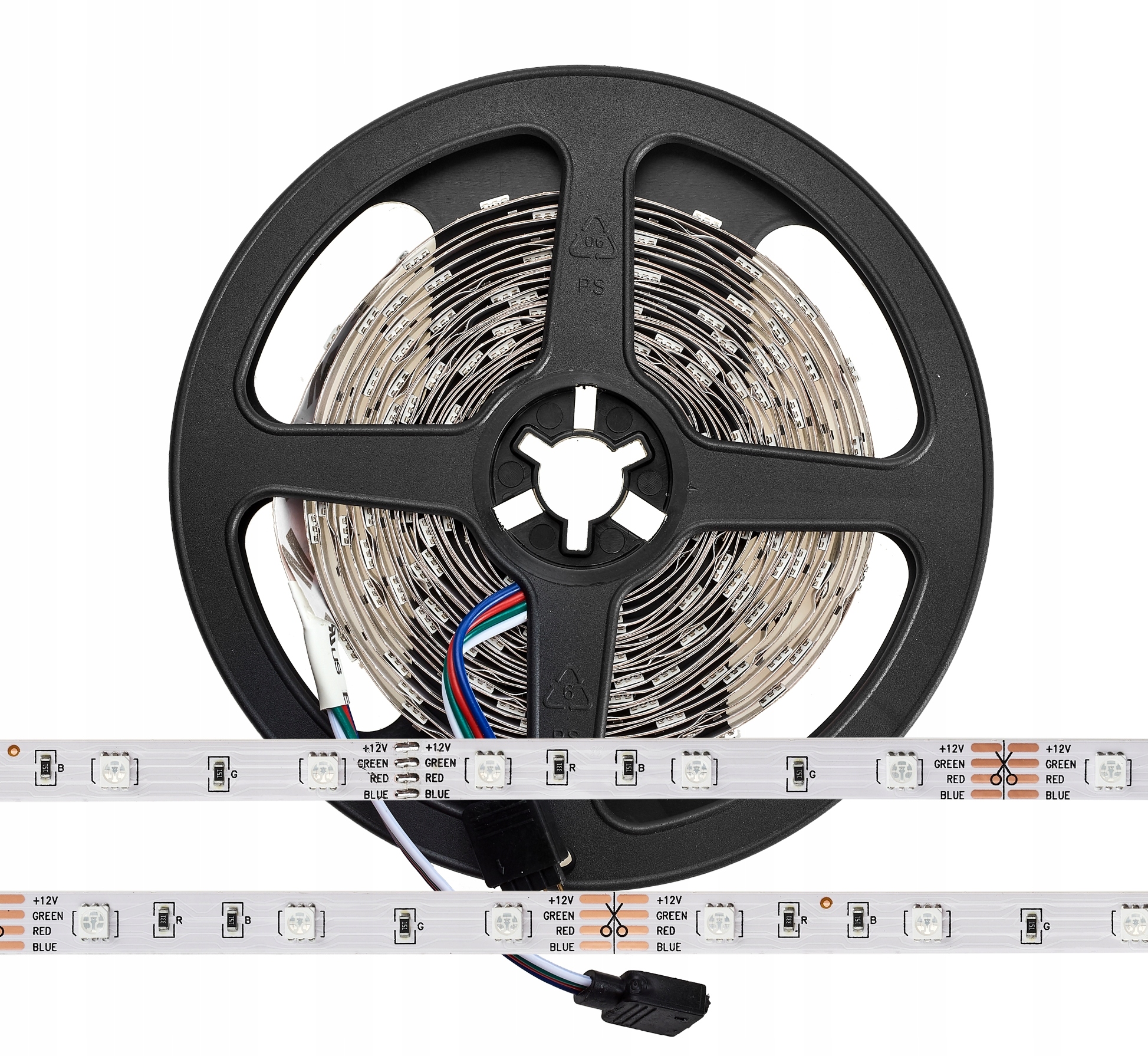 LED szalag 300 SMD 5050, IP65 14,4W/m RGB színváltós 5m, (5904405921098 ...