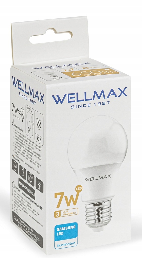 ŻARÓWKA LED E27 7W=51W 900LM WELLMAX CIEPŁY (5904355006432) • Cena ...