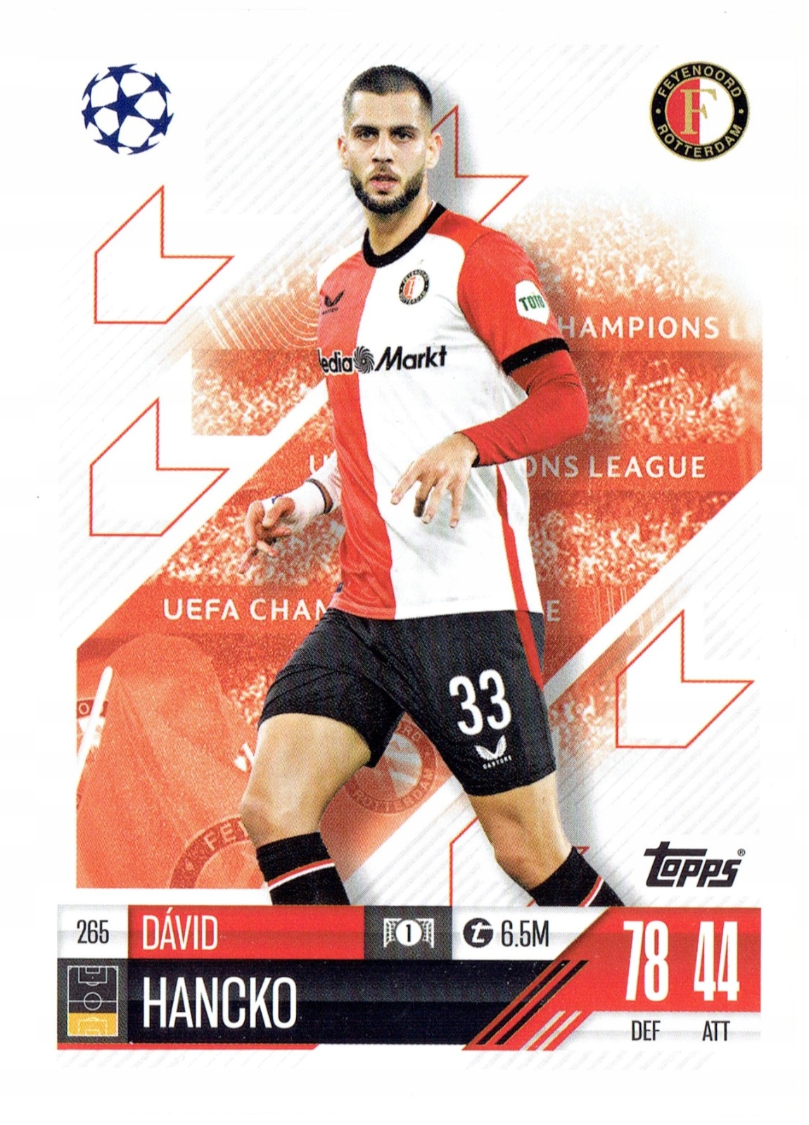 TOPPS MATCH ATTAX 2024-2025 ALAPKÁRTYA 265 DAVID HANCKO FEYENOORD, • Ár ...