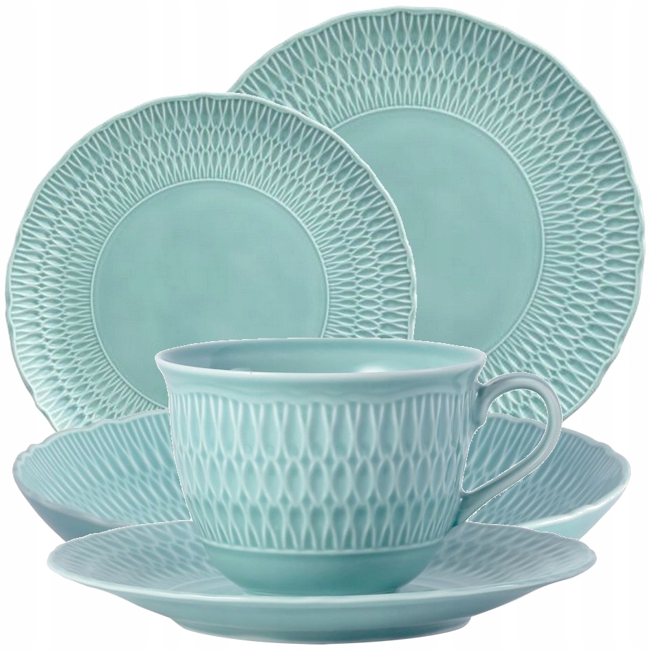 LB05 SERWIS OBIADOWO-KAWOWY 2/10 Lazurowa SOFIA PORCELANA ĆMIELÓW ...