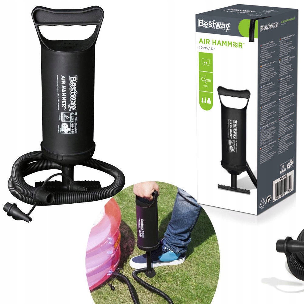 POMPKA Ręczna BESTWAY AIR DO MATERACA PONTONU DMUCHAŃCÓW 62002 PIŁK ...