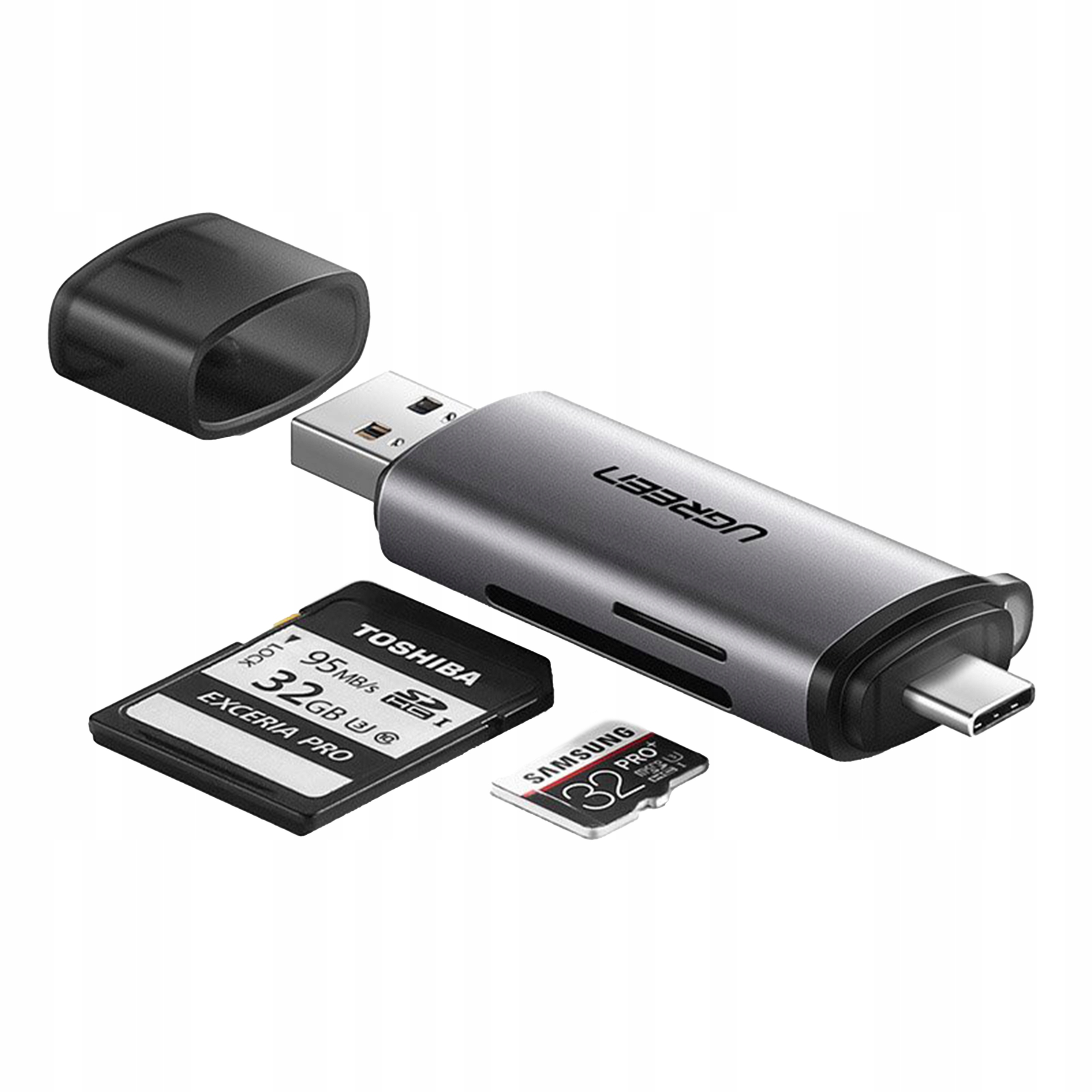 UGREEN ADAPTER CZYTNIK KART PLUG&PLAY USB 3.0 USB-C SD microSD SDHC TF ...