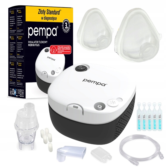 INHALATOR PEMPA NEB 100 PLUS MASKA DLA DZIECI I DOROSŁYCH PEŁNE MASKI ...