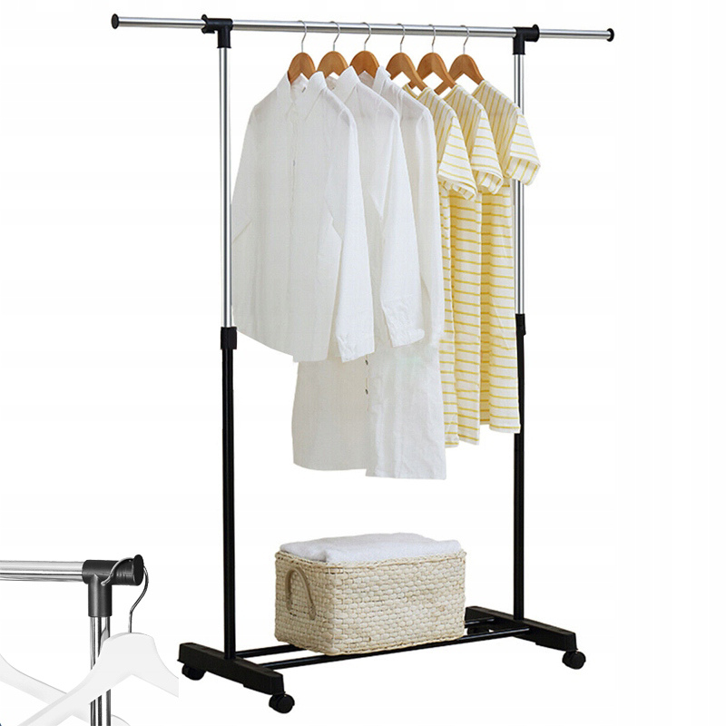 Clothes Rail Telescopic Adjustable Hanger With 4 Movable Castors For ...
