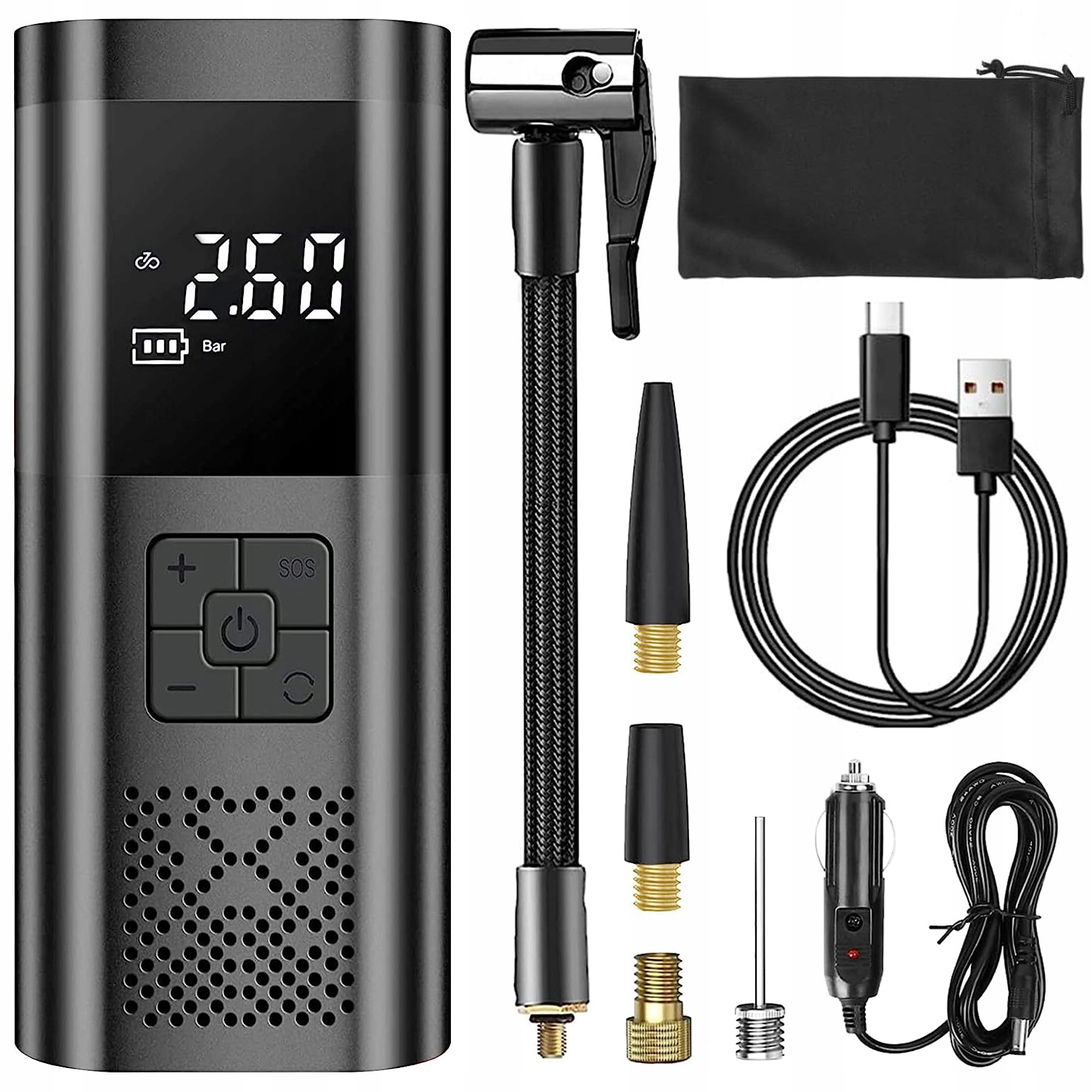 POMPKA ELEKTRYCZNA DO SAMOCHODU ROWERU POWERBANK KOMPRESOR ...