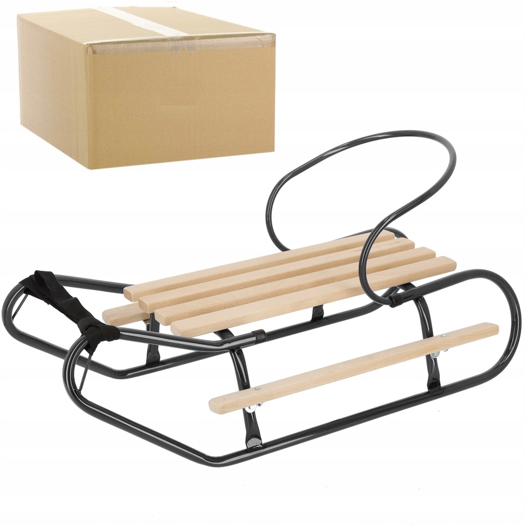 SANKI METALOWE TRADYCYJNE Z OPARCIEM PODNÓŻKI PASY POLSKIE SANIE CZARNE ...