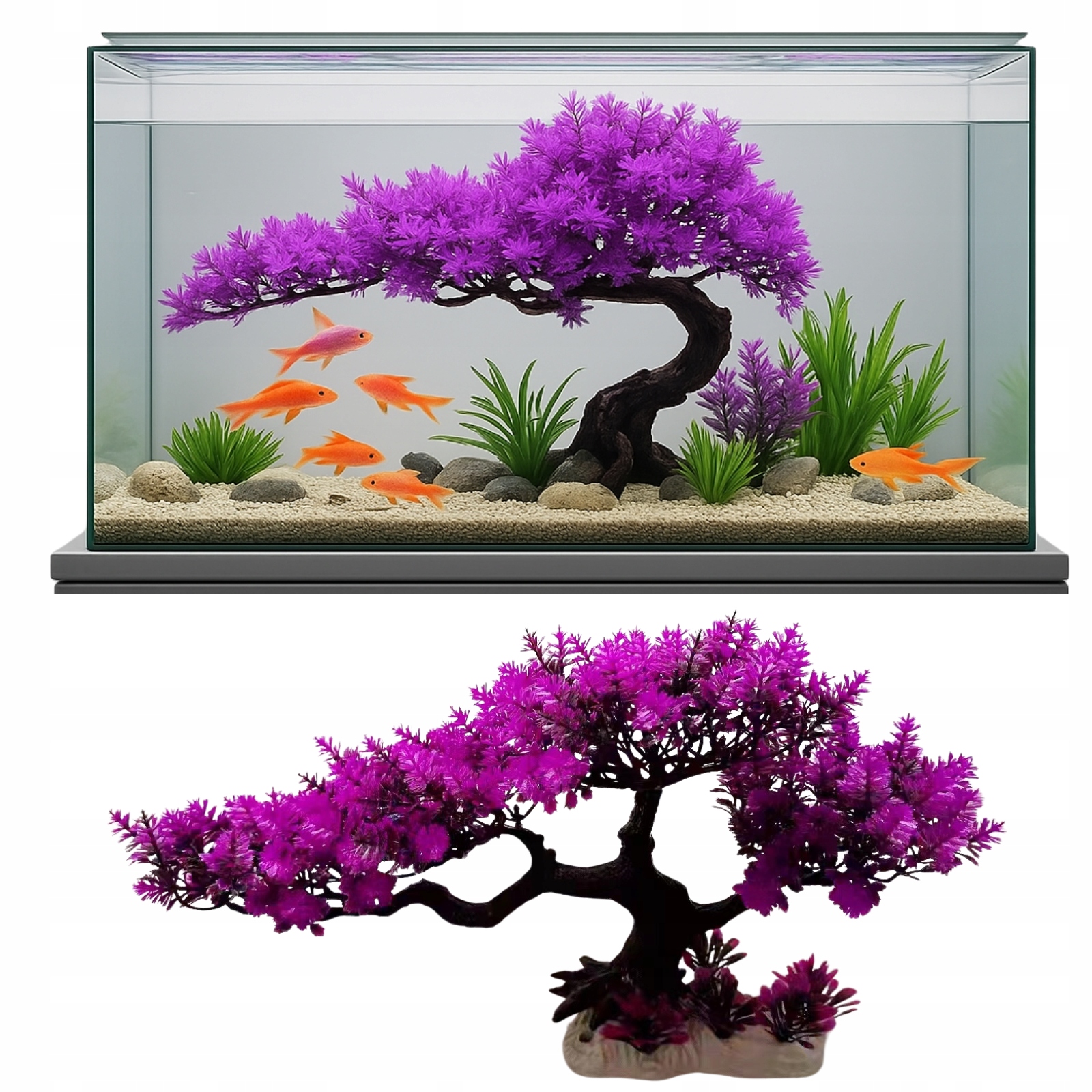 RASTLINKA DO AKVÁRIA TERARIUM UMELÁ DEKORÁCIA FIALOVÁ 18CM VEĽKÁ XXL za ...