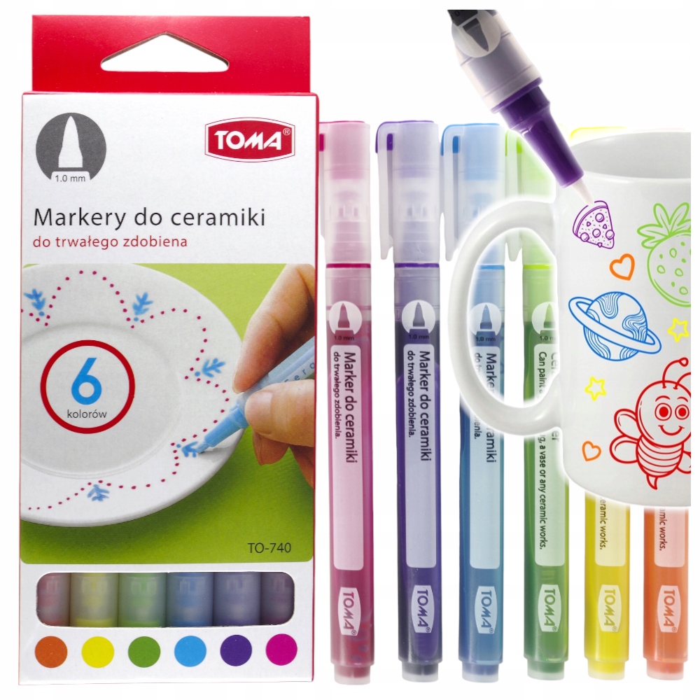 Toma FIXY NA ZDOBENÍ KERAMIKY SKLA, 6 barev - Allegro