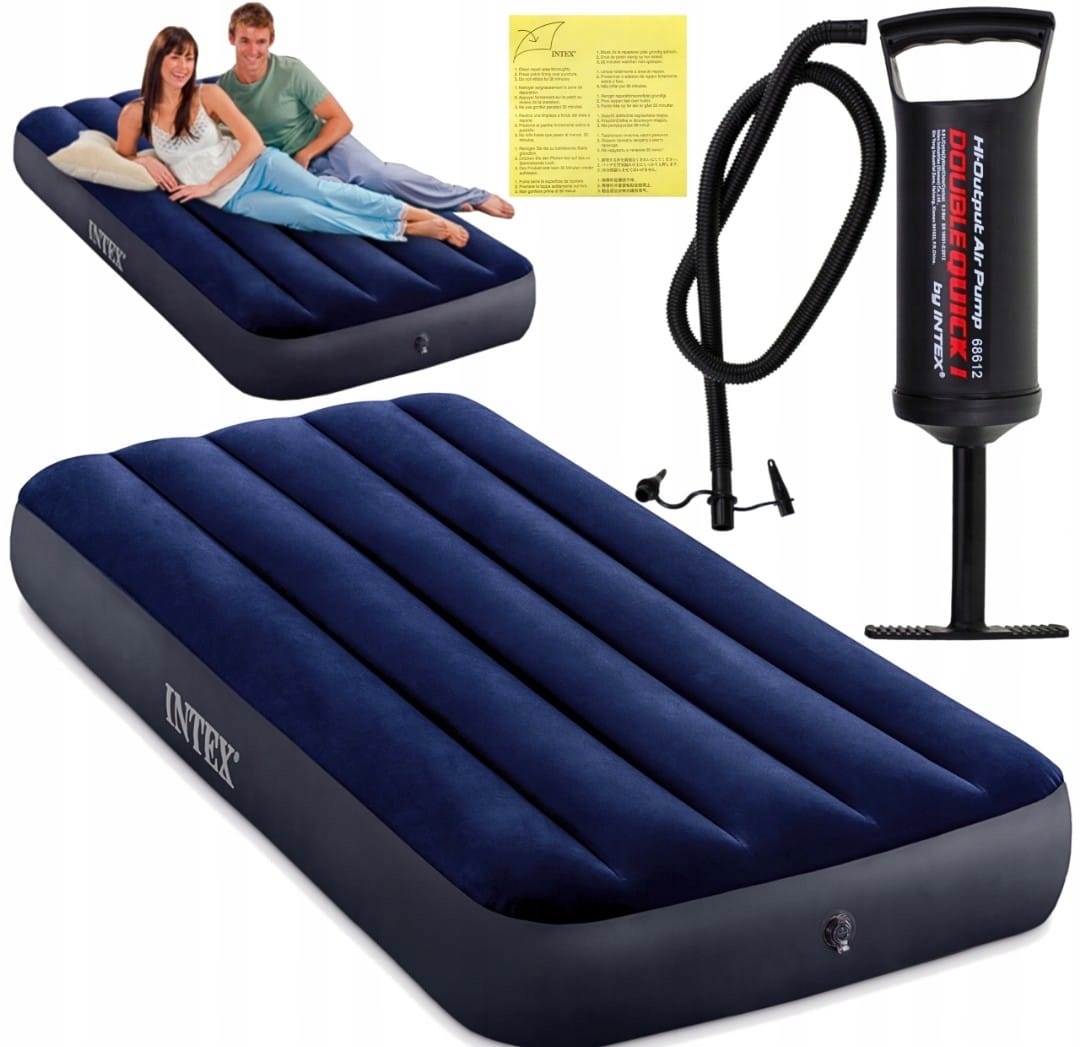 Materac dmuchany jednoosobowy z pompką tłokową INT 14191740060 - Allegro.pl