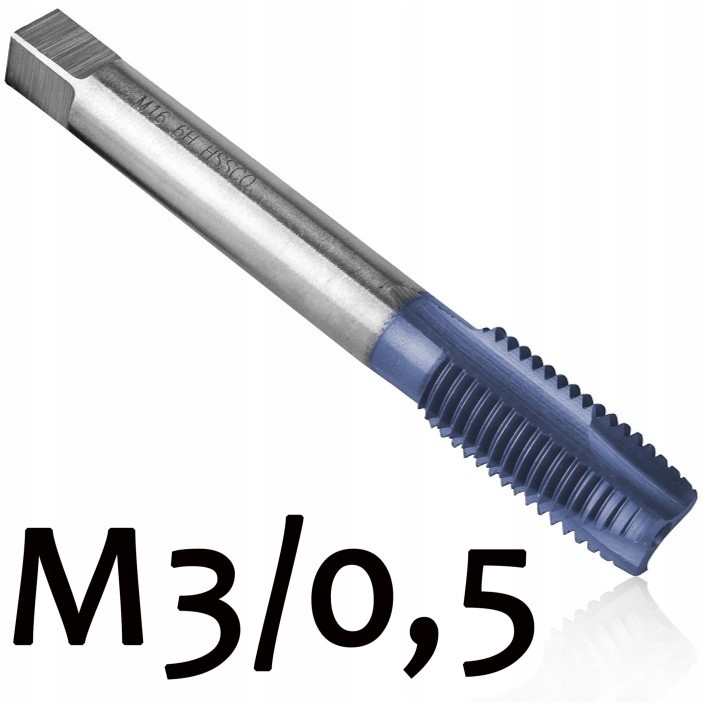 GWINTOWNIK MASZYNOWY PRZELOTOWY PROSTY M3x0,5 MM HSSECo5% KOBALT TiCN TYTAN (Gwintownik ...