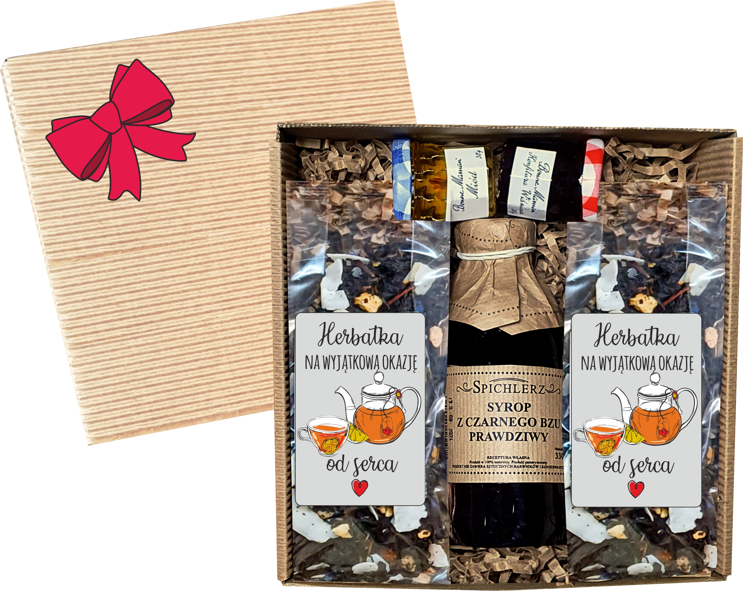 ZESTAW PREZENTOWY HERBAT MIÓD NA SYROP KOSZ BABCI (5904665740736 ...