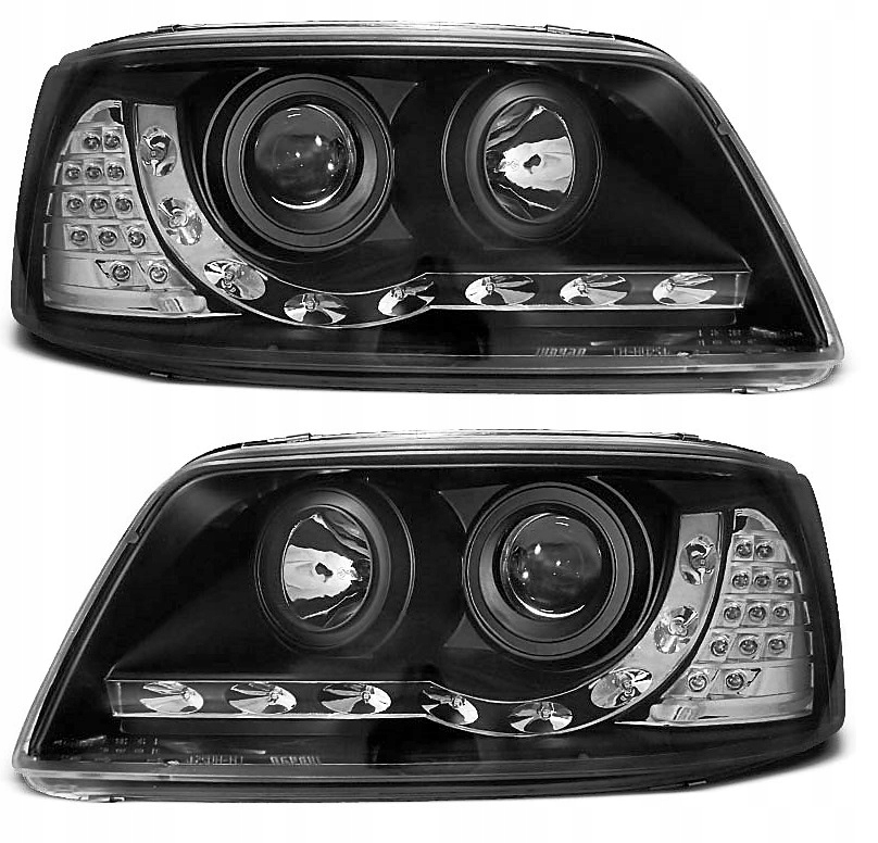 Reflektor Lampa kpl Diody Soczewka Clear Black VW Transporter T5 7h ...