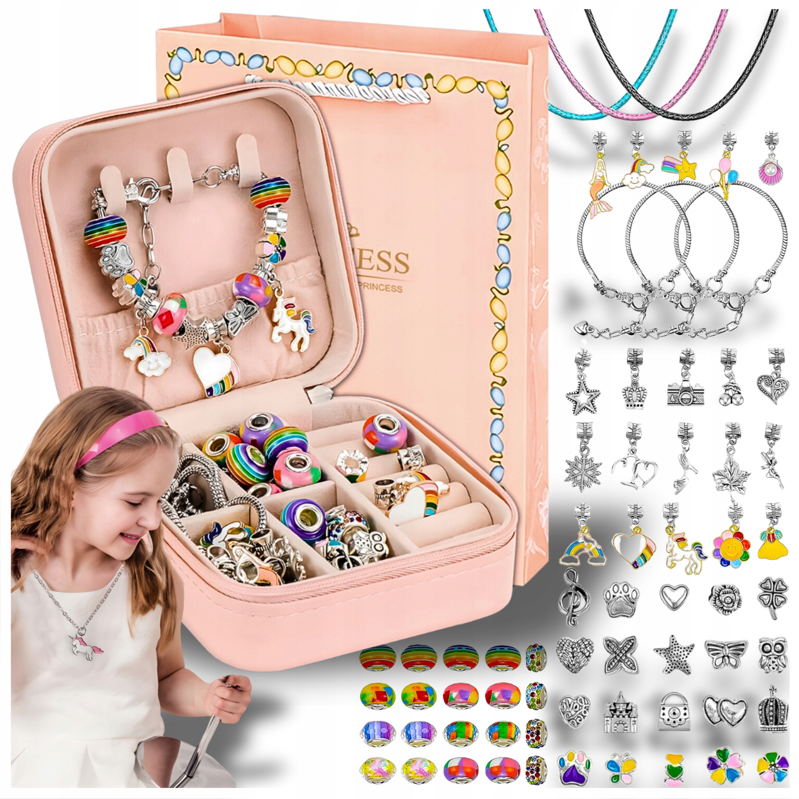 DUŻY ZESTAW KORALIKÓW DO ROBIENIA BRANSOLETEK BIŻUTERII DLA DZIECI ...