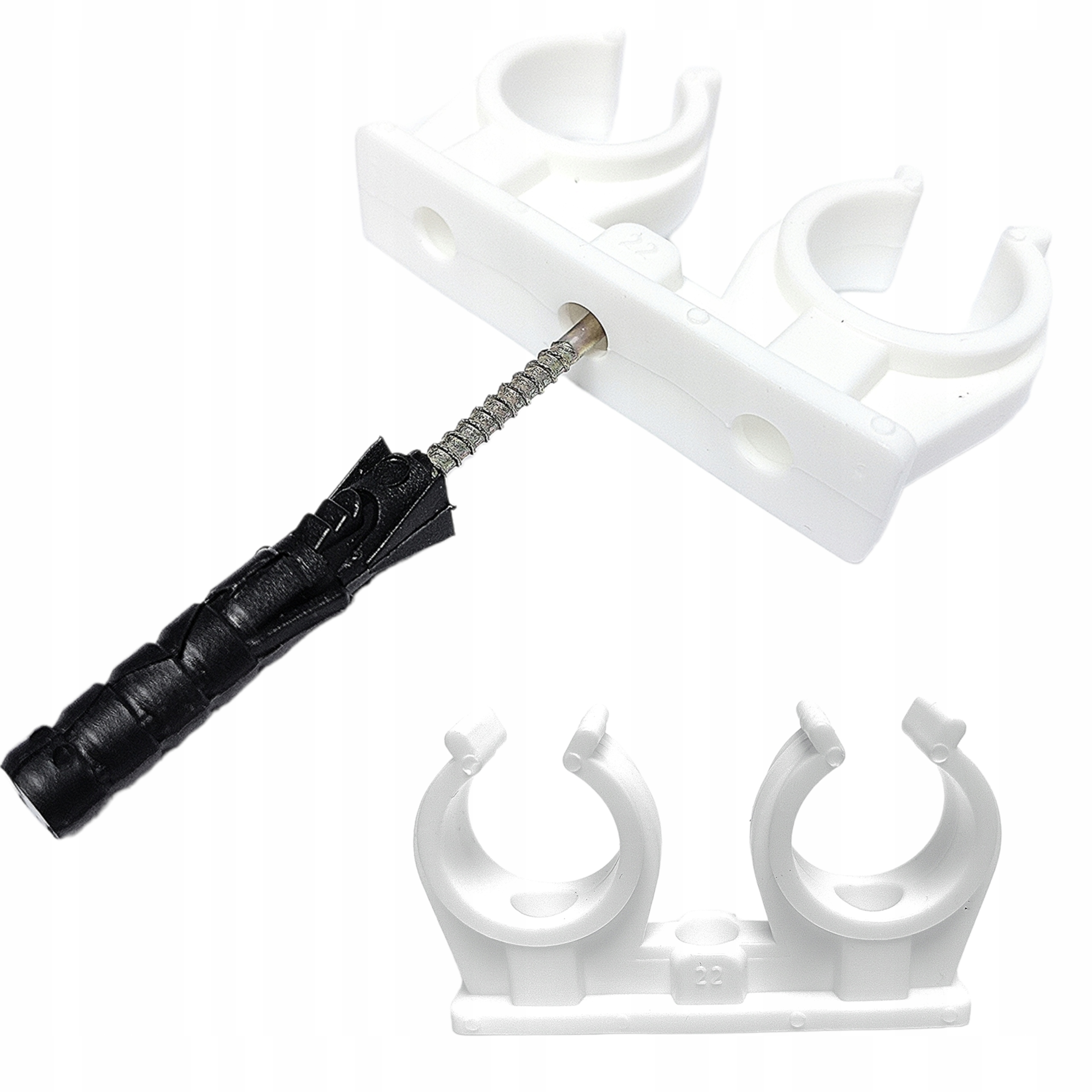 UCHWYT RURY PODWÓJNY Z WKRĘTEM 22 MM KLIPS X 5 SZT • Cena, Opinie ...