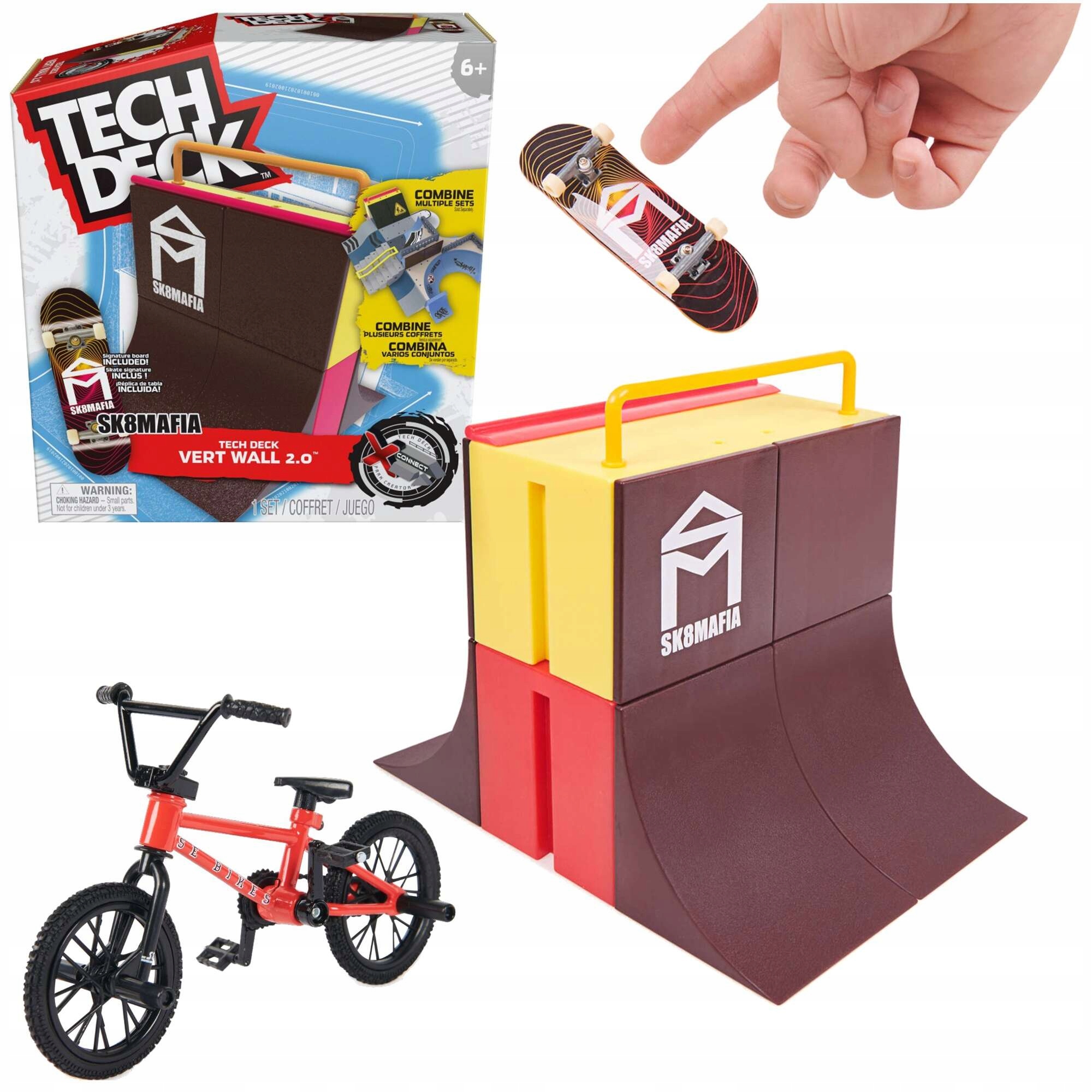 TECH DECK ZESTAW FINGERBOARD RAMPA SK8MAFIA + DESKOROLKA I FINGERBIKE ...