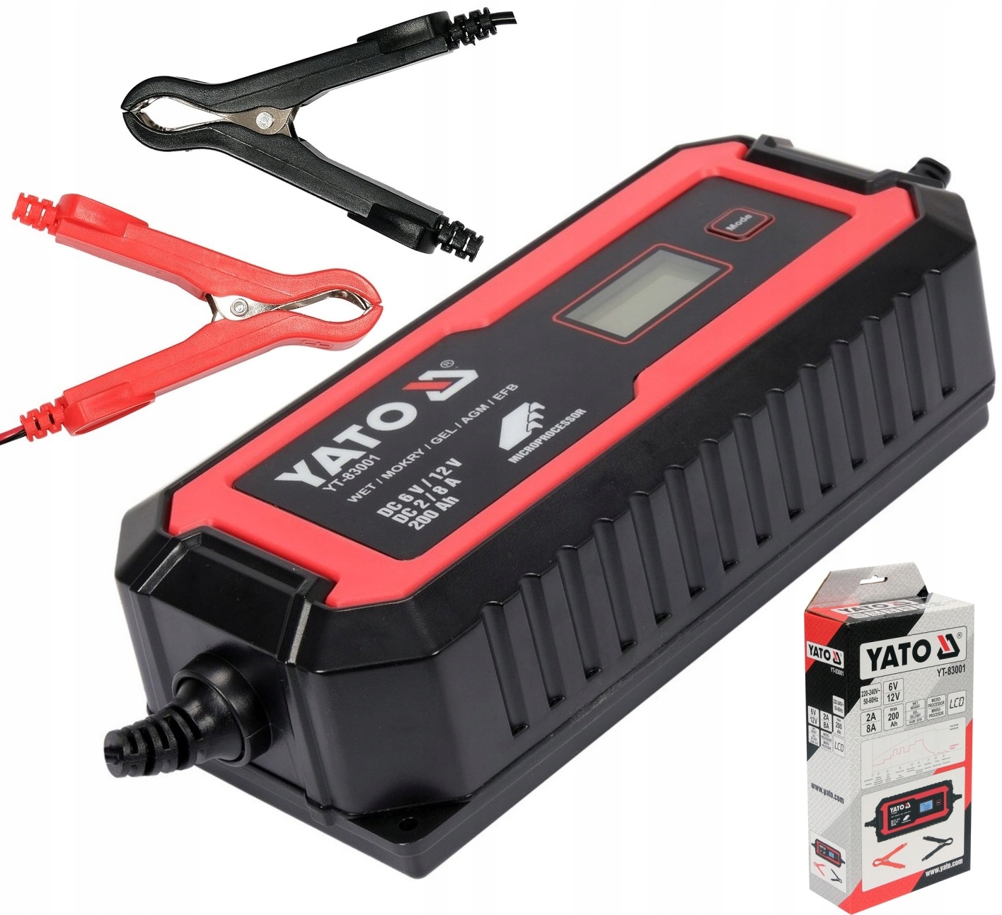 YATO PROSTOWNIK ELEKTRONICZNY ŁADOWARKA LCD 6V/2A 12V/8A YT-83001 ...