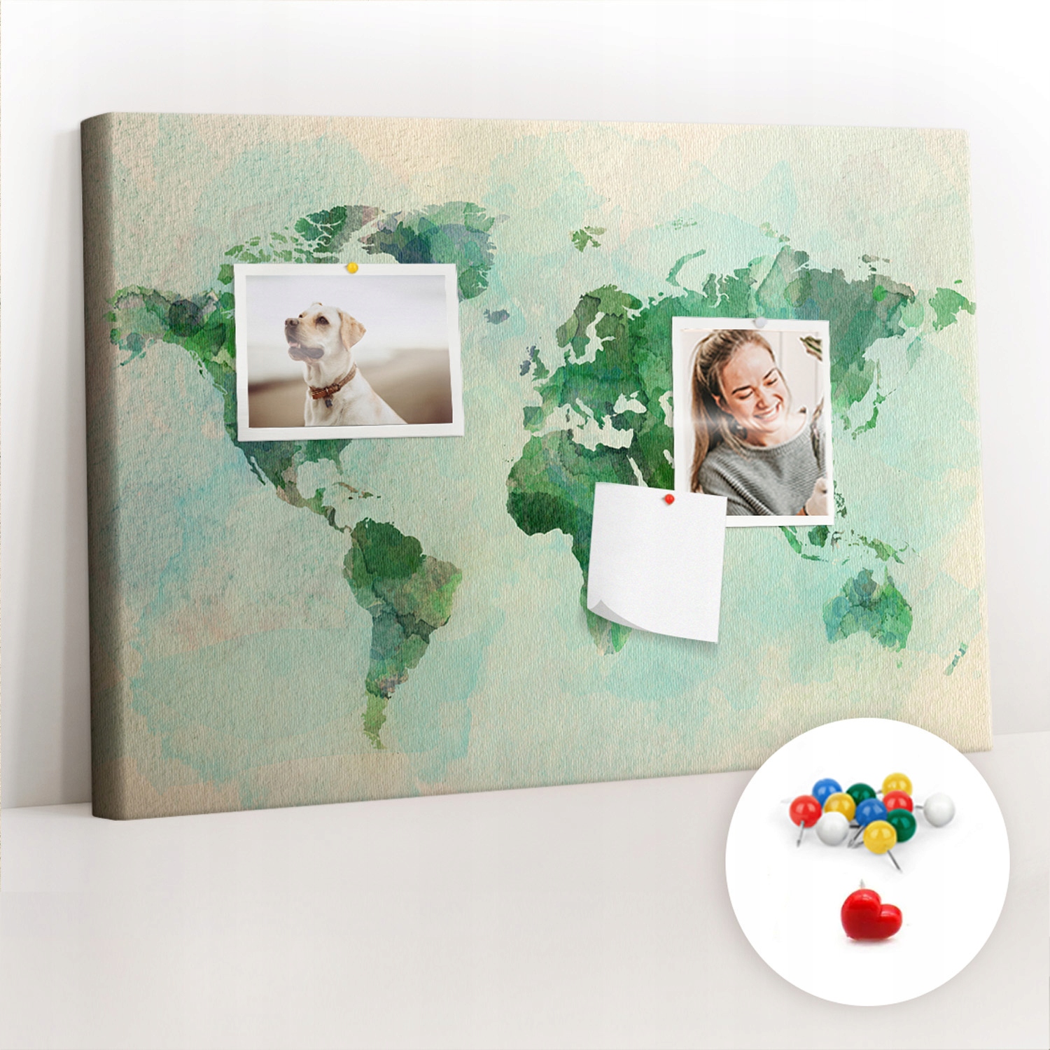 Tablica Memo Korkowa Notatki Akwarela mapa świata (4068302576162 ...