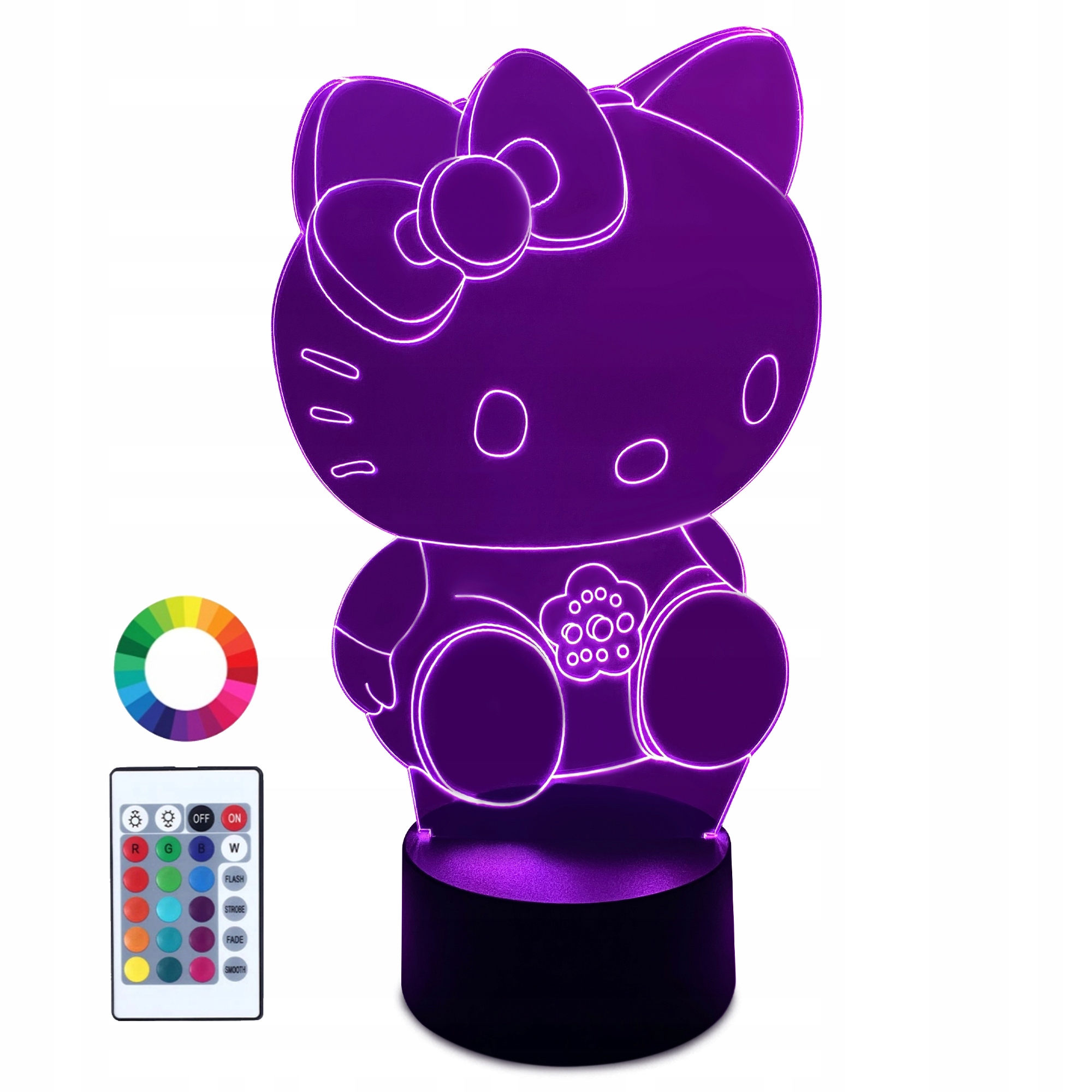 XL Lampka LED 3D 16 kolorów Hello Kitty + Pilot (5905434346838) • Cena, Opinie • Lampki nocne ...