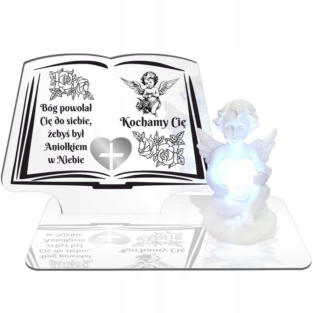 Anđeo s LED svjetlom u oblika srca koji mijenja boje - KAMEN