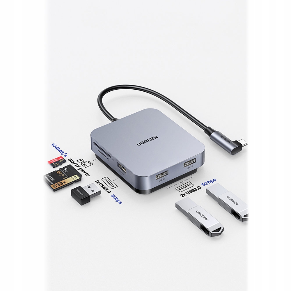 Hub адаптер ugreen usb-c адаптер 5in1 3x usb sd / tf в Украине купить ...