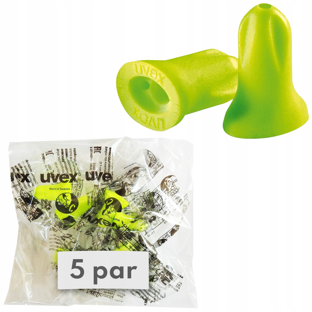 Zatyczki Stopery do uszu UVEX Hi-com lime 5 par - 4031101403960 - 12676692017 - Allegro